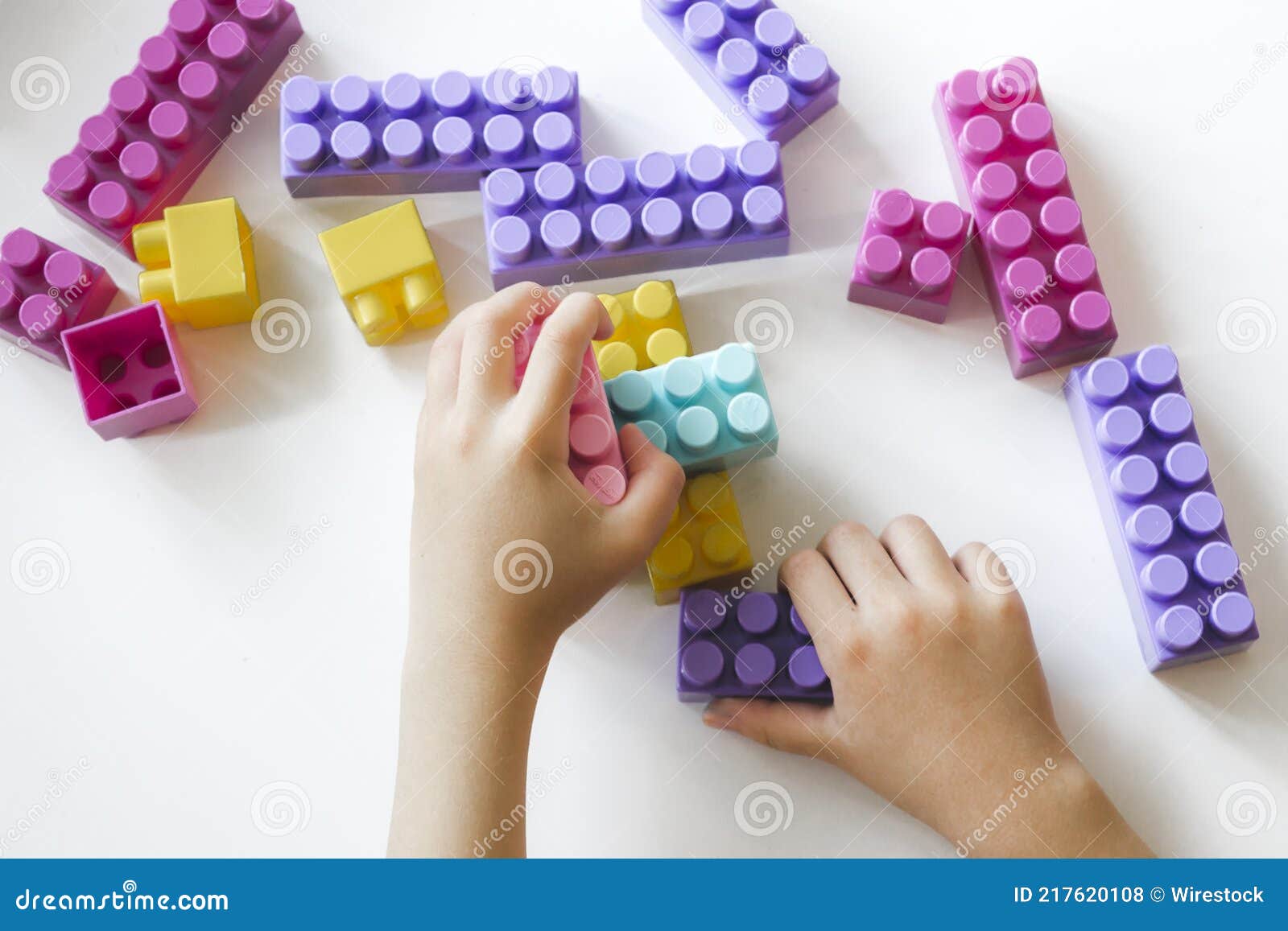 Child is Playing with Lego Bricks Stock Photo - Image of view, play ...