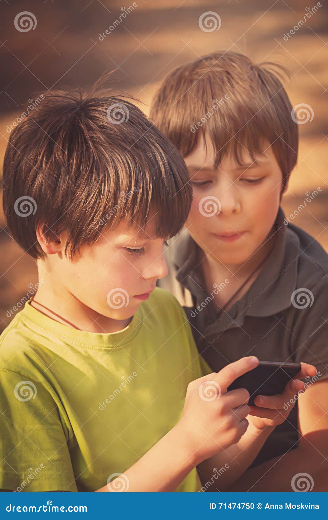 Child Playing Mobile Phone Outdoors Stock Photo - Image of smartphone ...