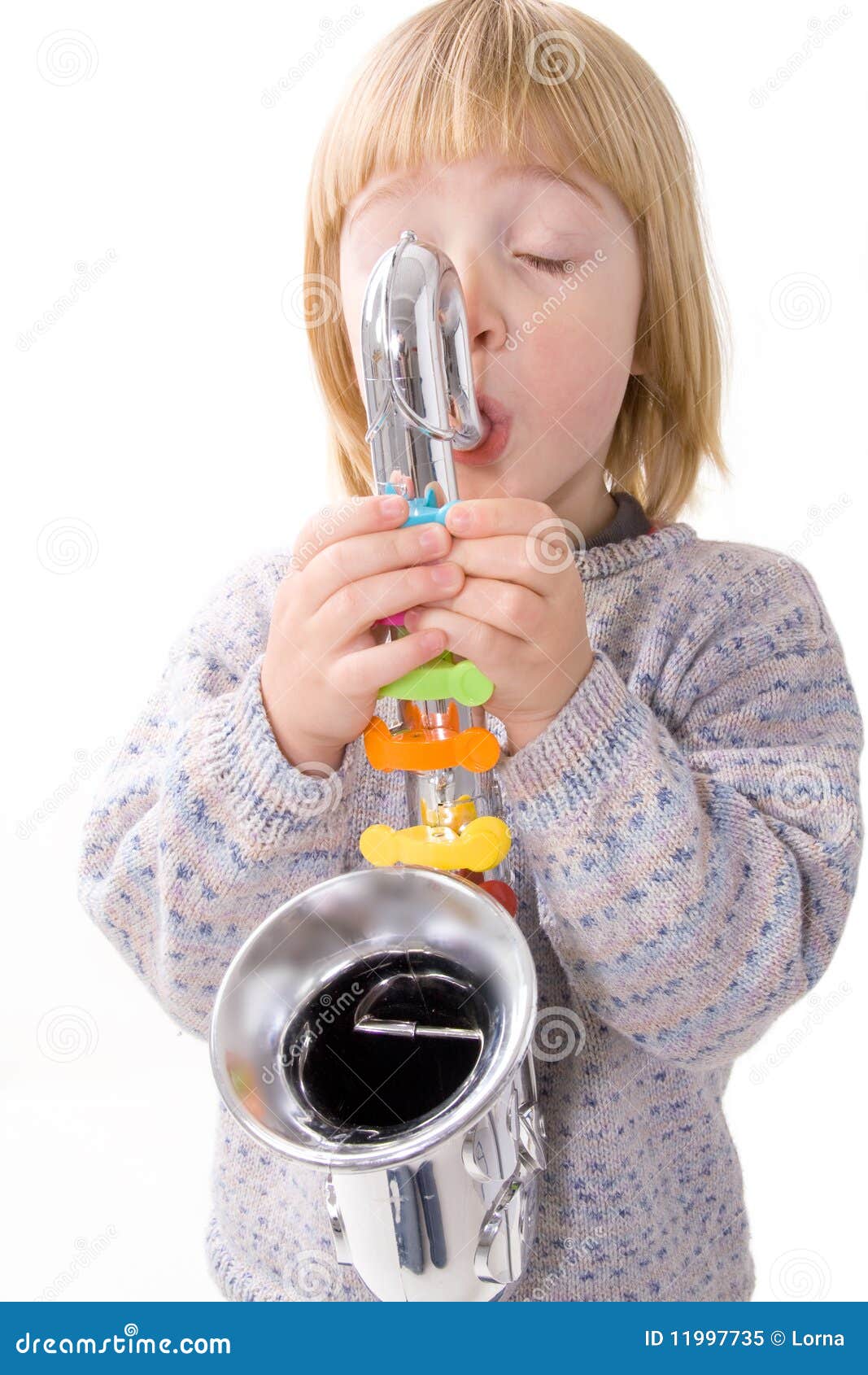 Child Playing Music on Saxophone Stock Image - Image of isolated, tune ...