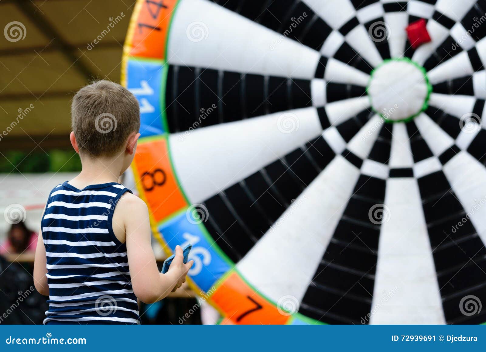 Child Playing Outdoor - Throwing To Target Stock Image - Image of ...