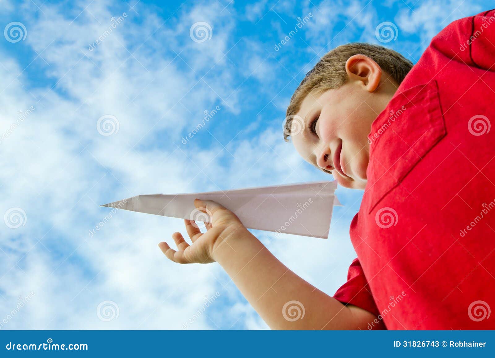 Child Playing with Paper Airplane Stock Image - Image of handsome ...