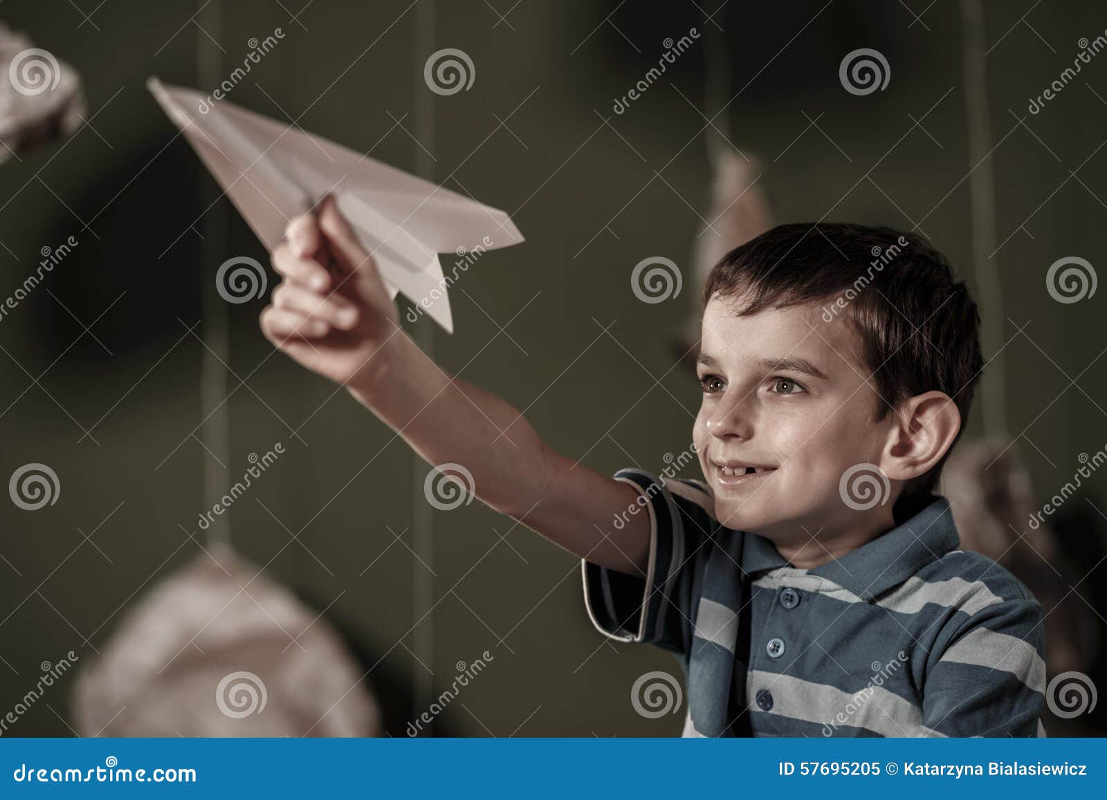 Child Playing with Paper Plane Stock Image - Image of hold, playing ...