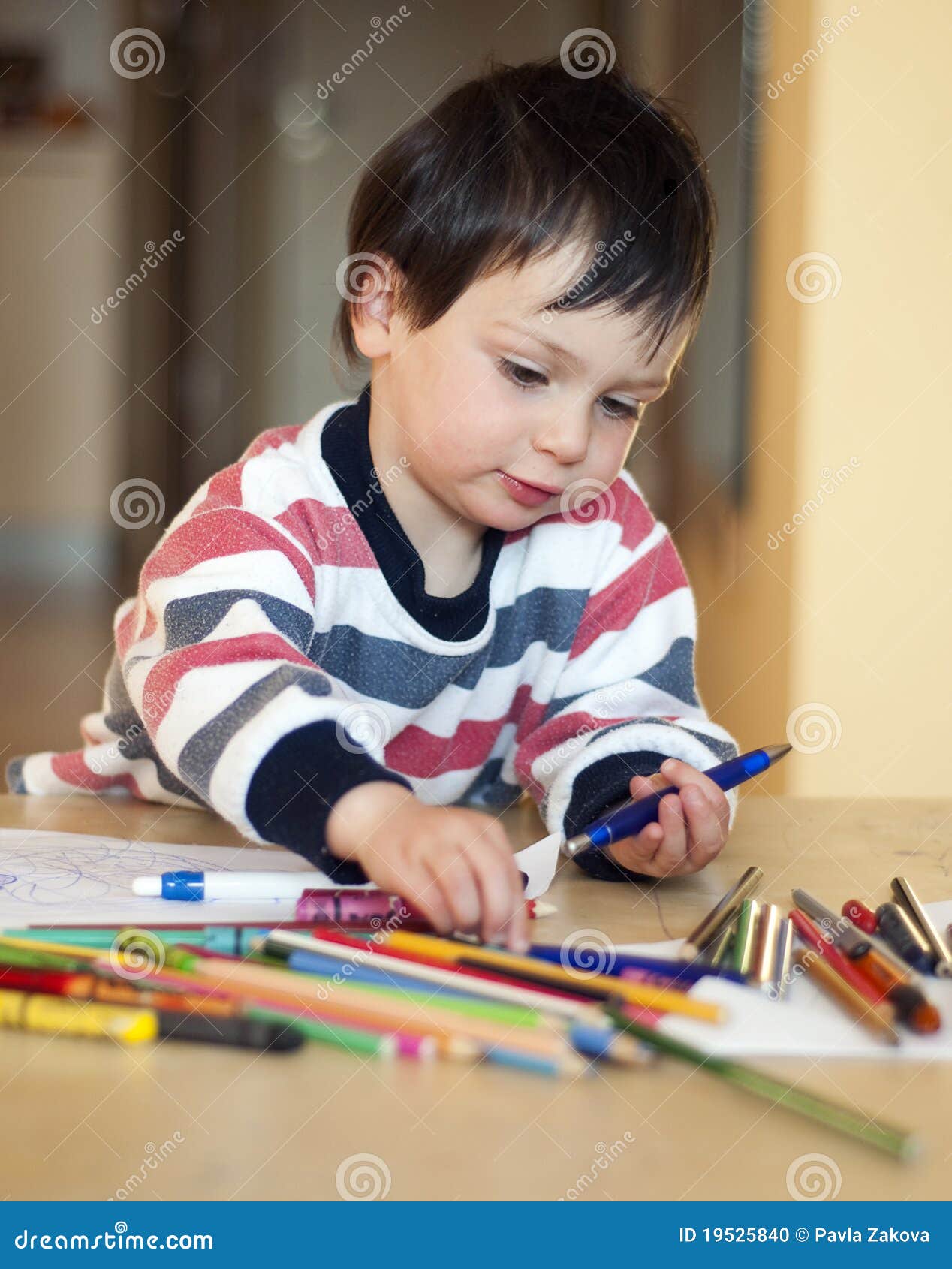 Child playing with pencils stock photo. Image of pencil - 19525840