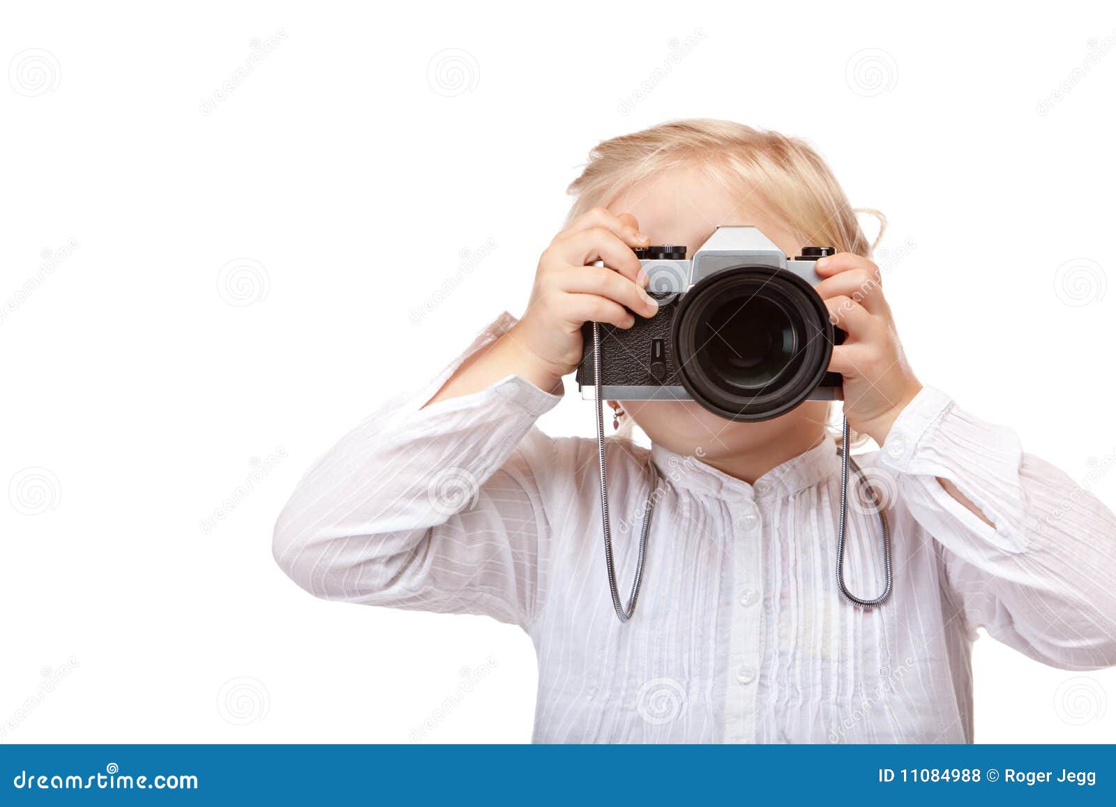 Child Playing Photographer with Old Camera Stock Photo - Image of play ...