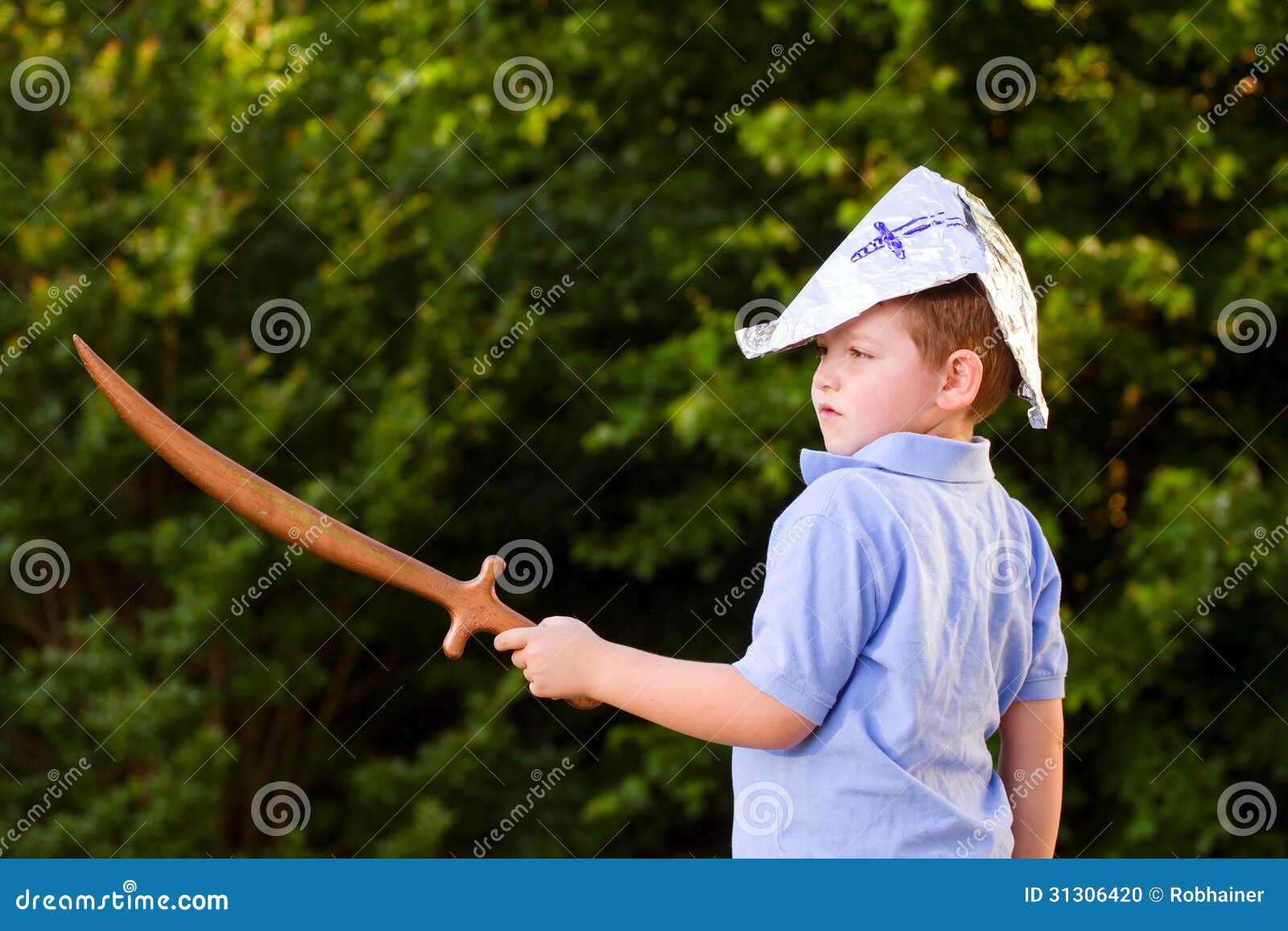 Child Playing Pirate in Homemade Costume Stock Photo - Image of person ...
