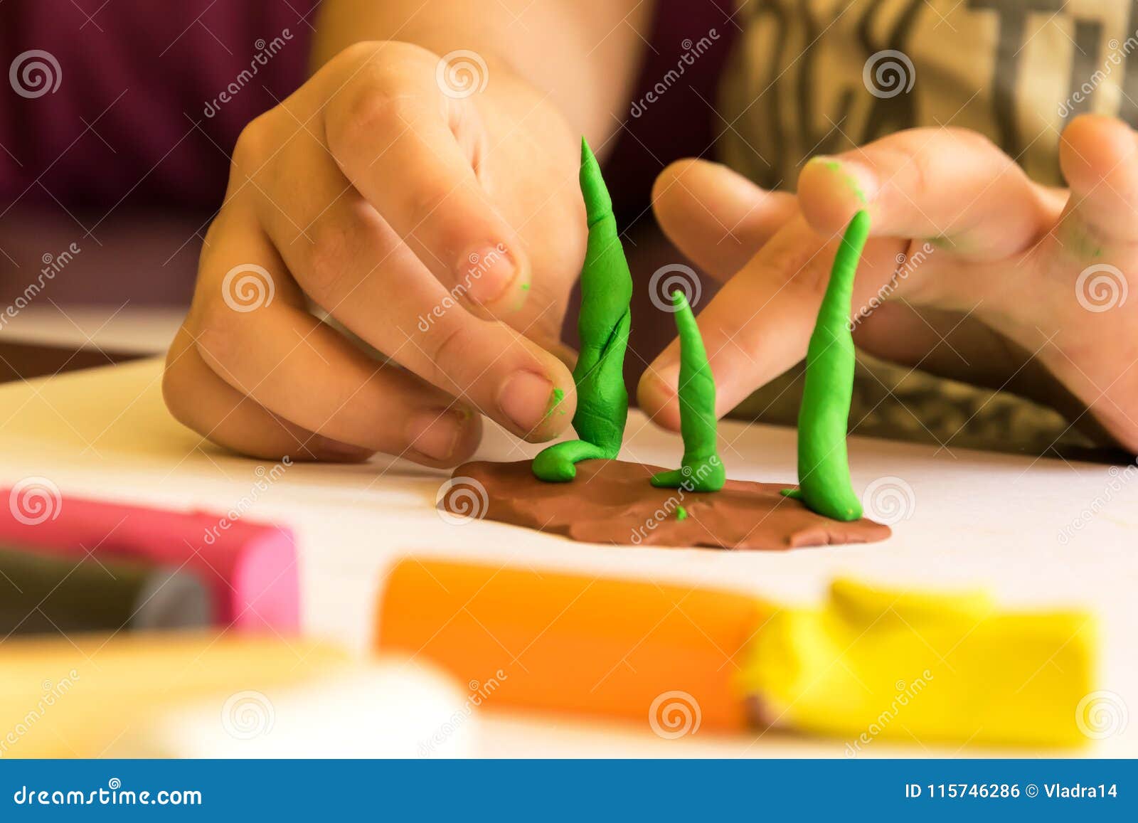 Child Playing with Plasticine, Modeling Stock Photo - Image of ...