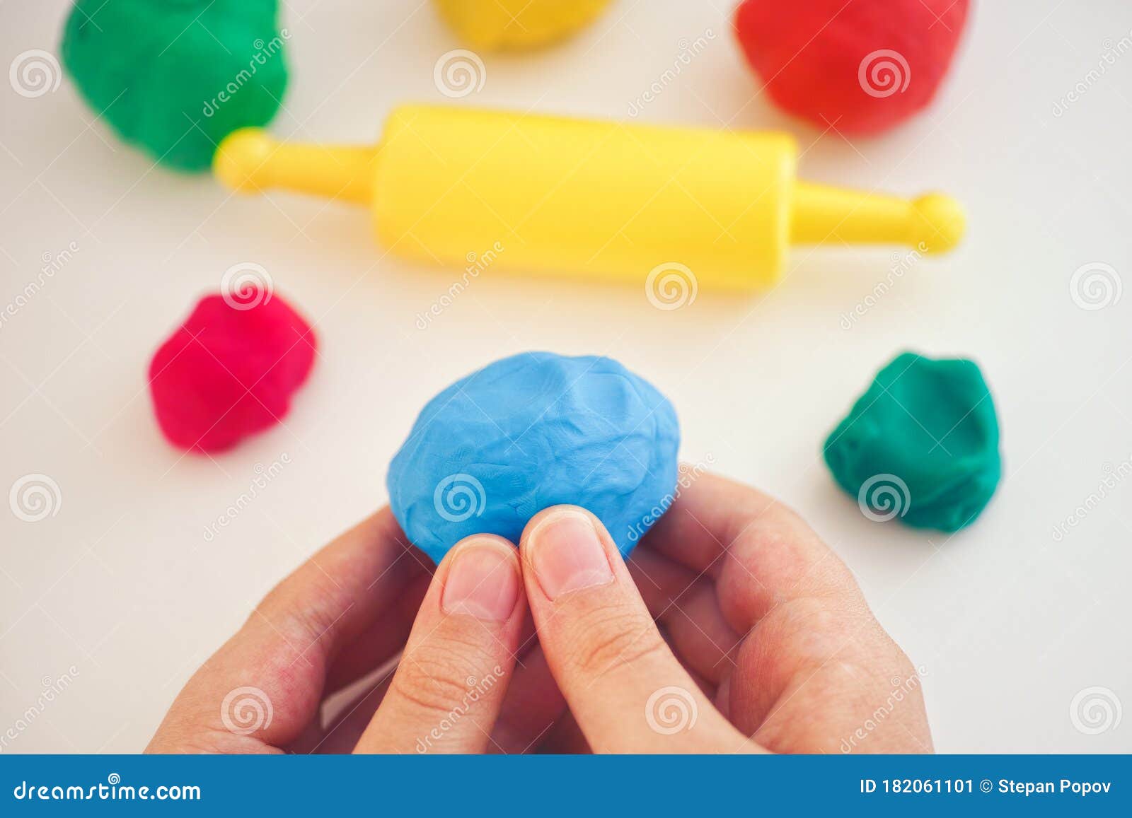 Child Playing Playdough stock image. Image of plasticine - 182061101