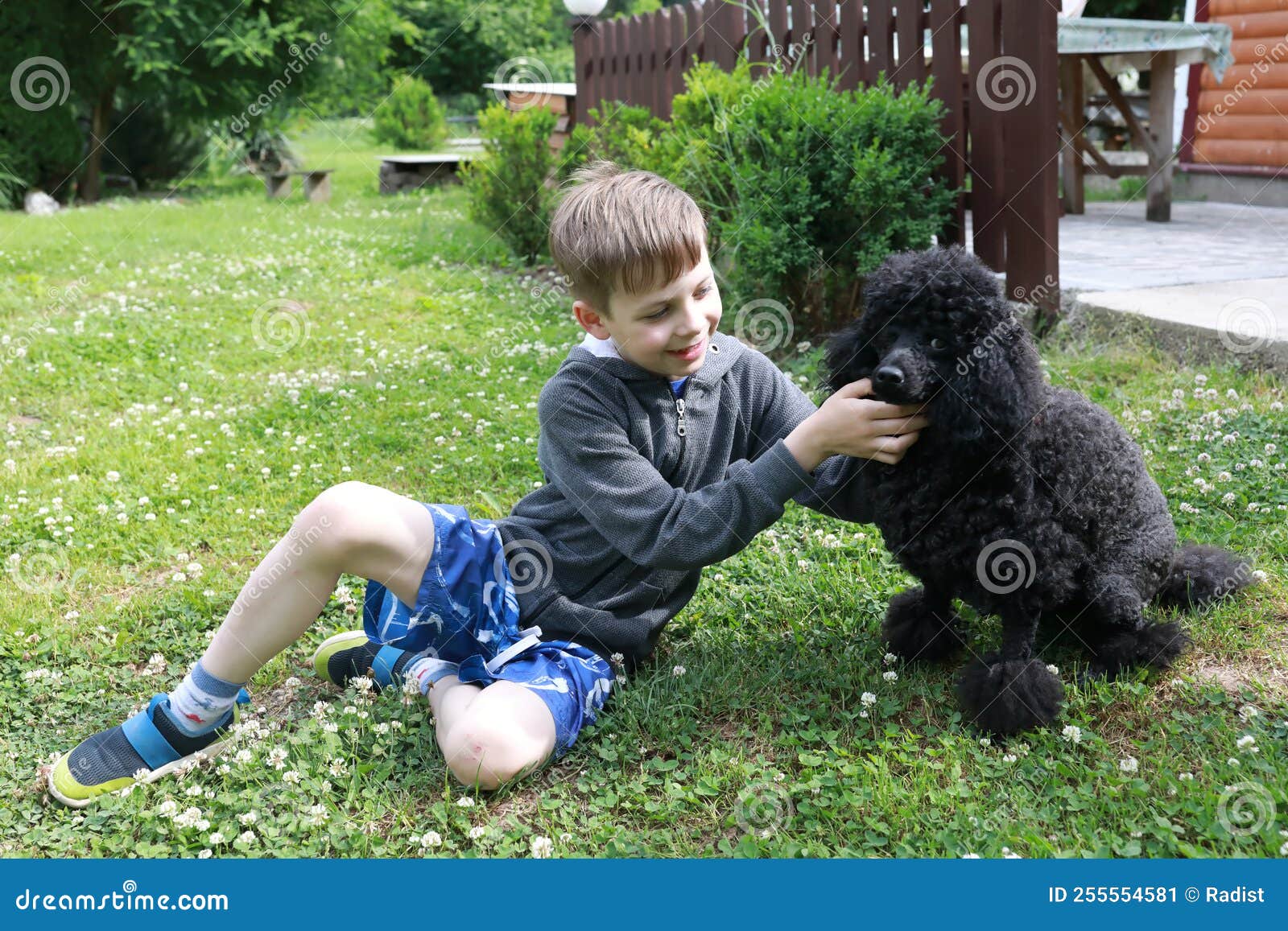 Child Hug Poodle Stock Photo | CartoonDealer.com #24803724
