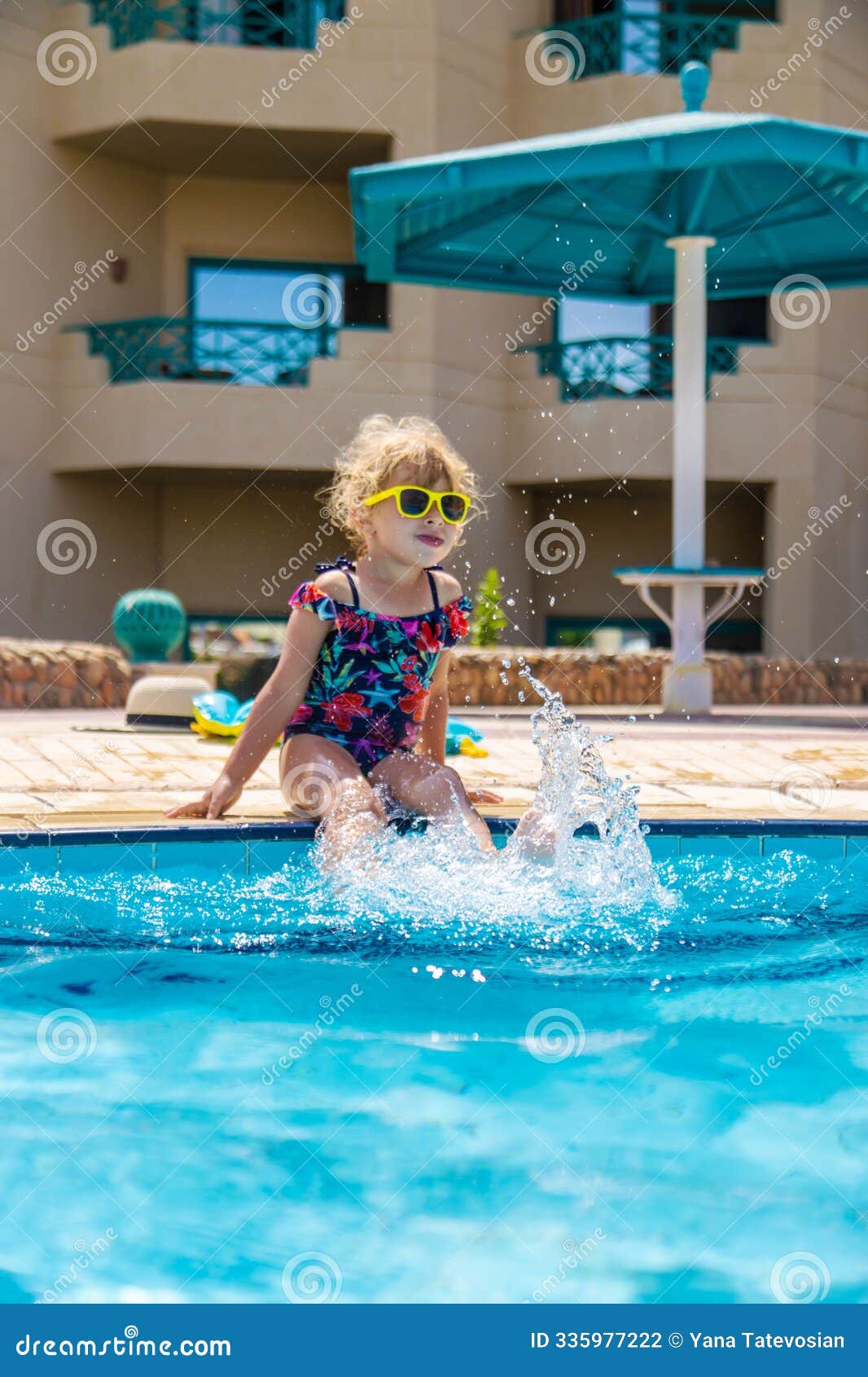 Child Playing in the Pool. Selective Focus Stock Photo - Image of ...