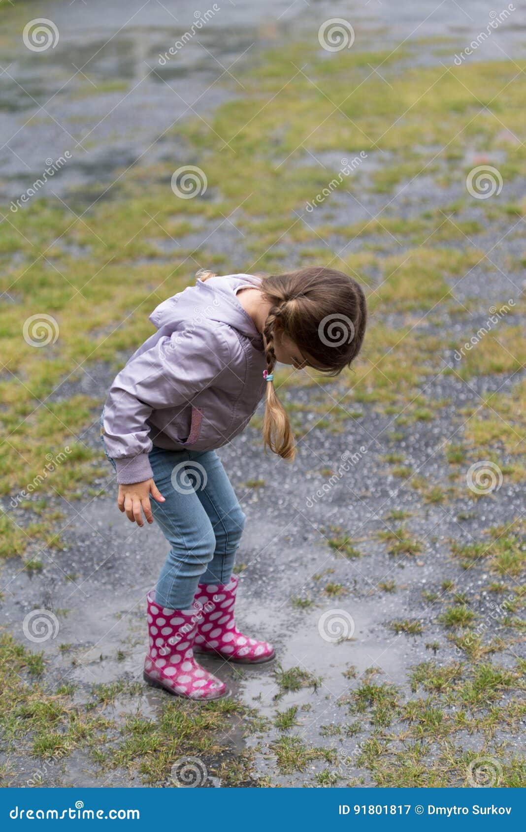 The Child Playing in a Puddle Stock Image - Image of childhood, happy ...