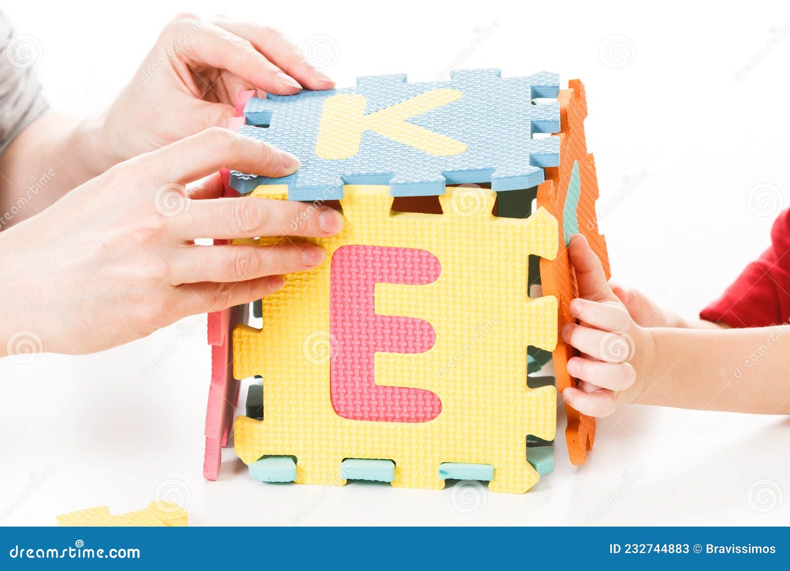 Child Playing with Puzzle Blocks Abc Alphabet, Isolated Stock Image ...