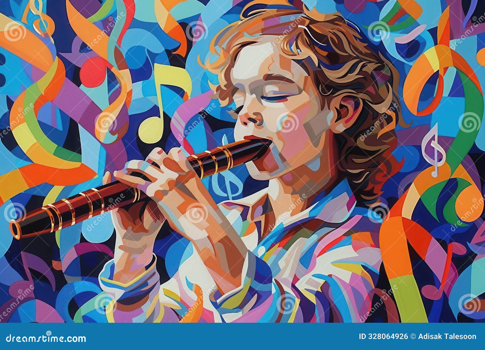 Child Playing Recorder a Child Playing a Recorder, Surrounded by ...