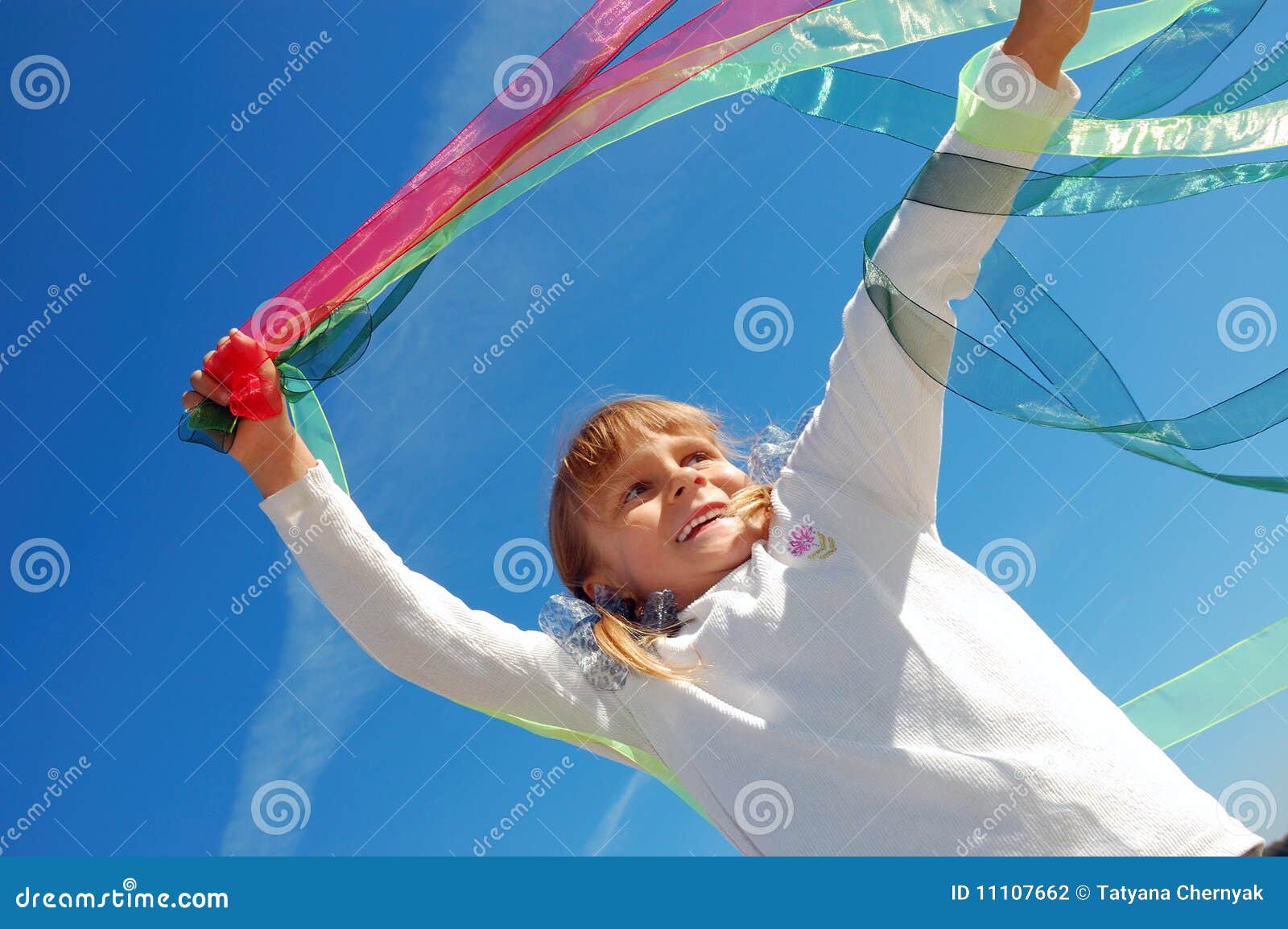 Child playing with ribbons stock photo. Image of happy - 11107662
