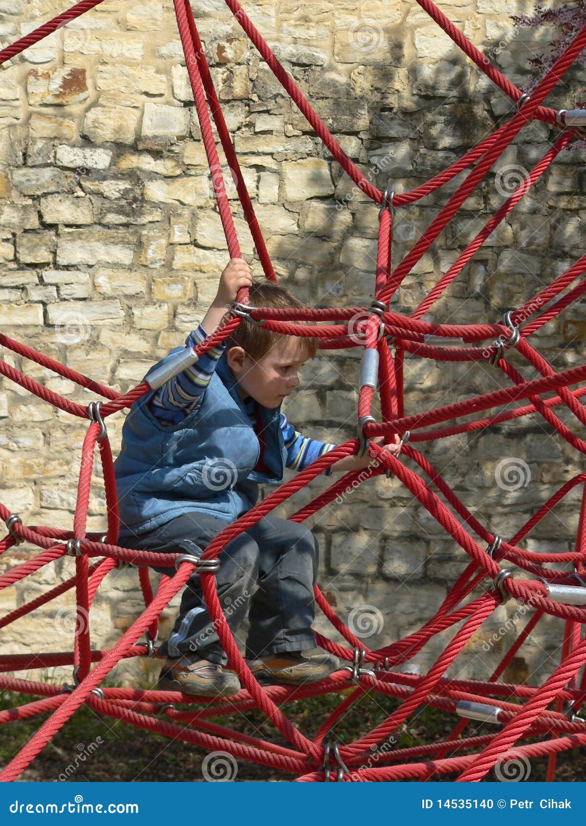 Child Playing on Rope Playground Stock Photo - Image of preschooler ...