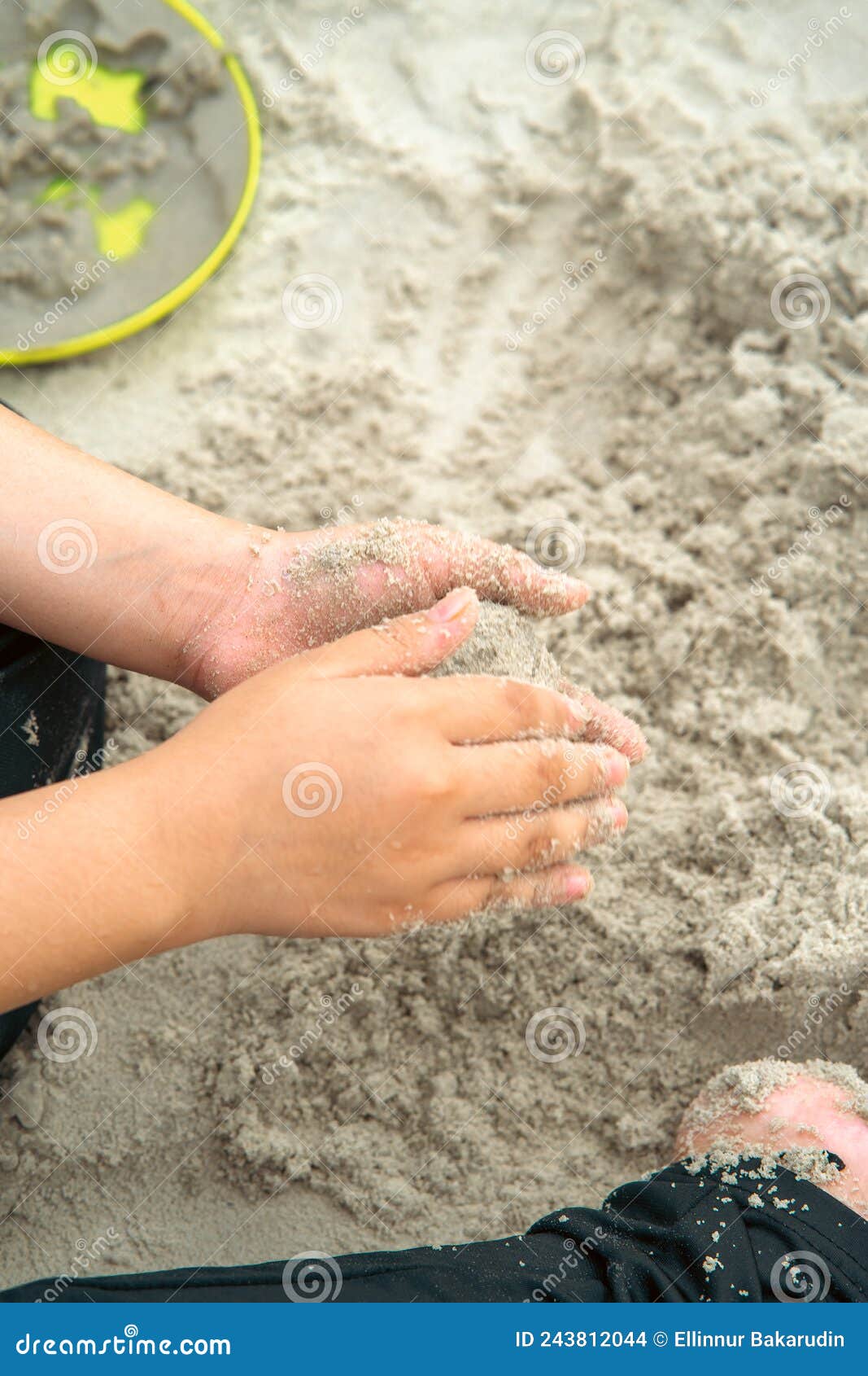 Child Playing Sand with Hands at the Beach Stock Photo - Image of sandy ...