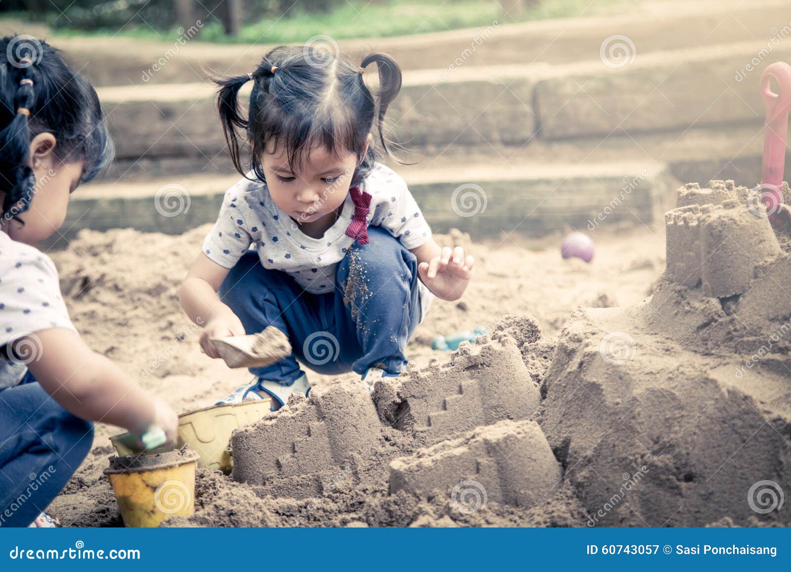 Child Playing with Sand in Playground Stock Image - Image of adorable ...