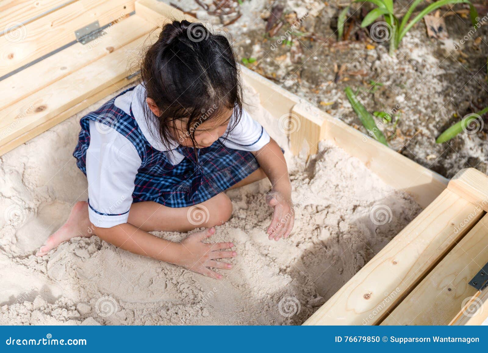 Child Playing Sand in Sandbox Stock Photo - Image of little, girl: 76679850