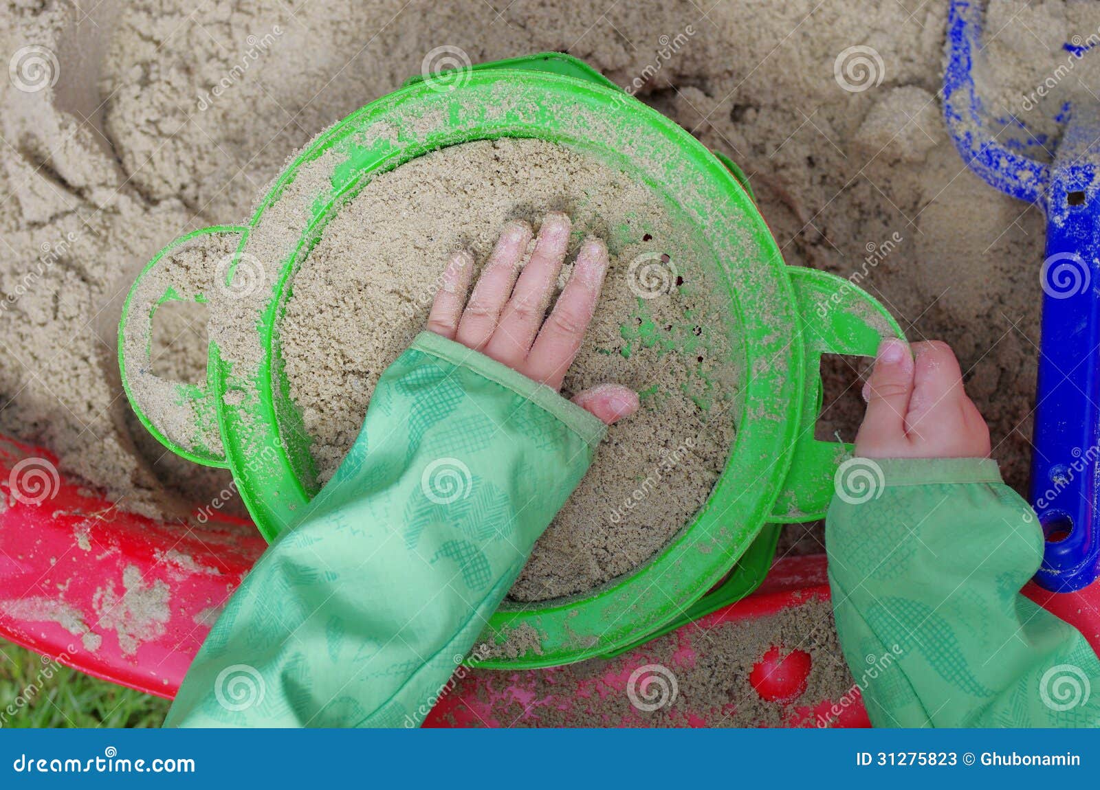 Child Playing Sand Sieve Sieving Stock Image - Image of child ...