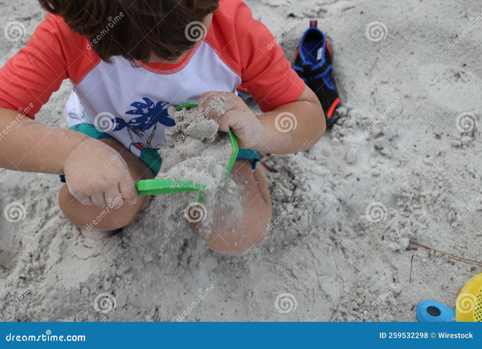 Child Playing with Sand Toys on the Sandy Beach Stock Photo - Image of sand, outdoors: 259532298