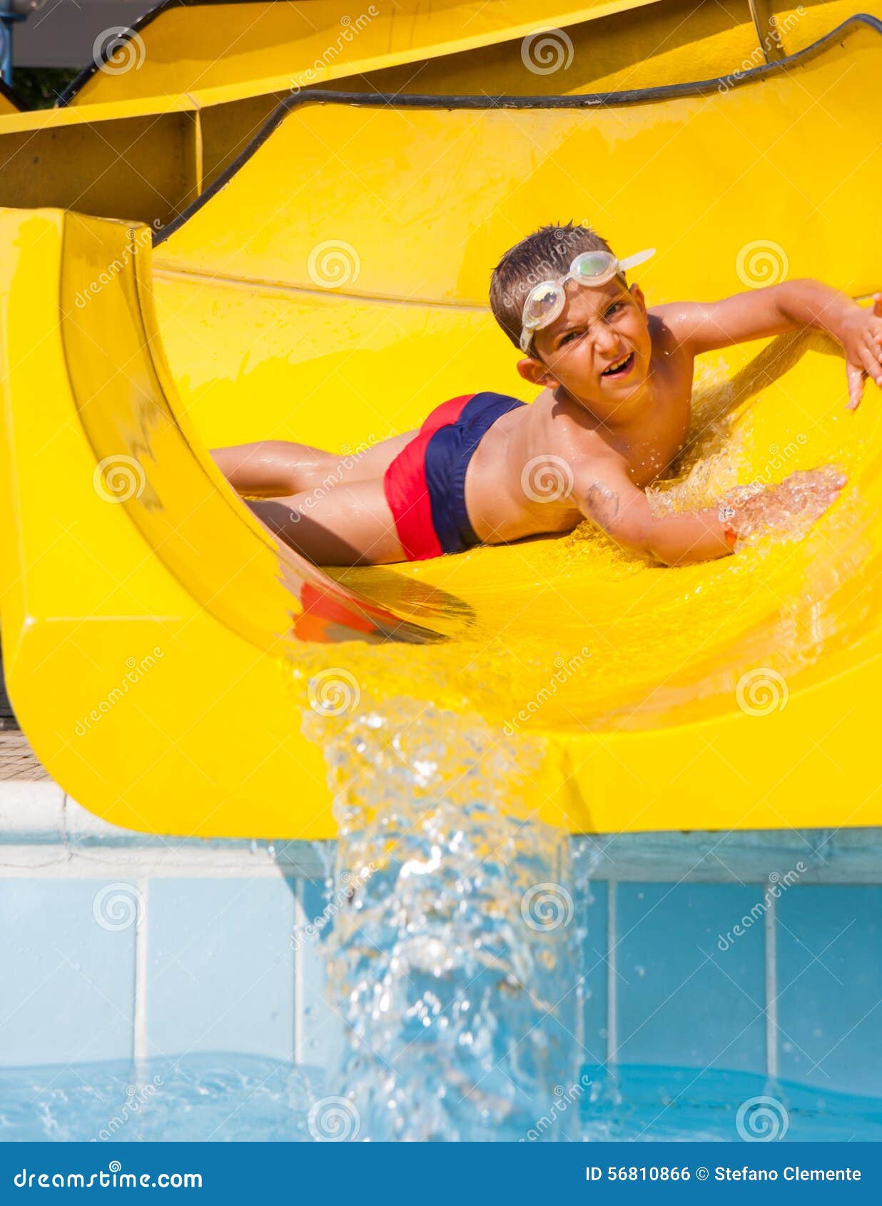 Child Playing with the Slide in the Pool Stock Photo - Image of summer ... Child Playing with the Slide in the Pool Stock Photo - Image of summer ...