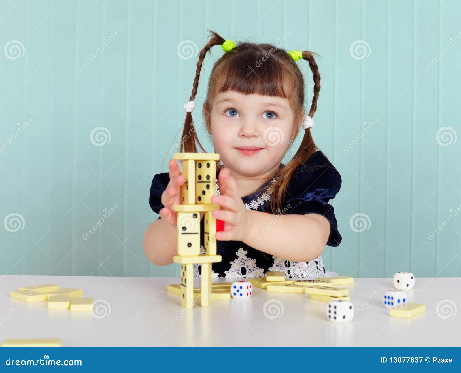 Child Playing with Small Toys at Table Stock Image - Image of play ...