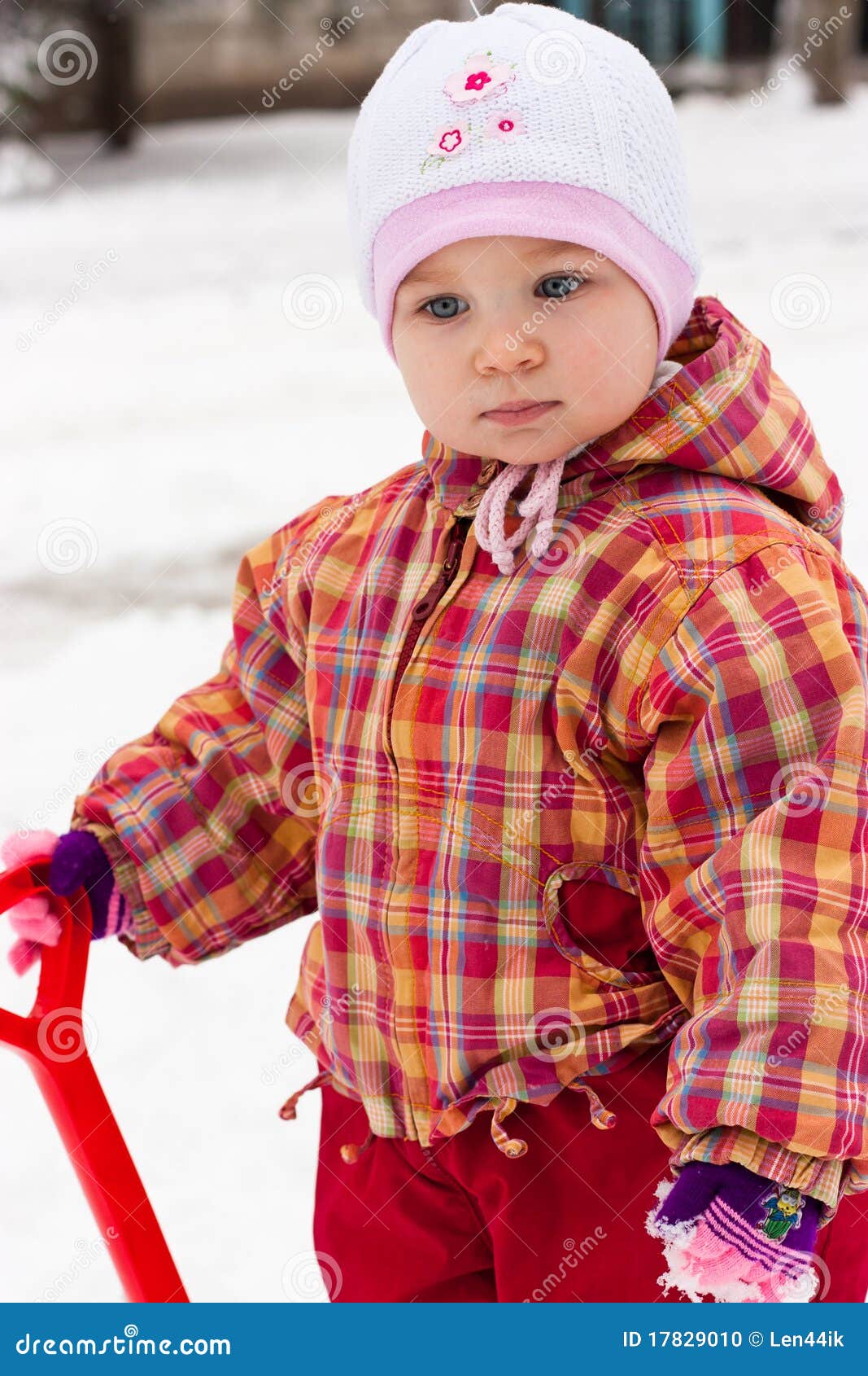 Child Playing with Spade in Snow Stock Photo - Image of hand, children ...