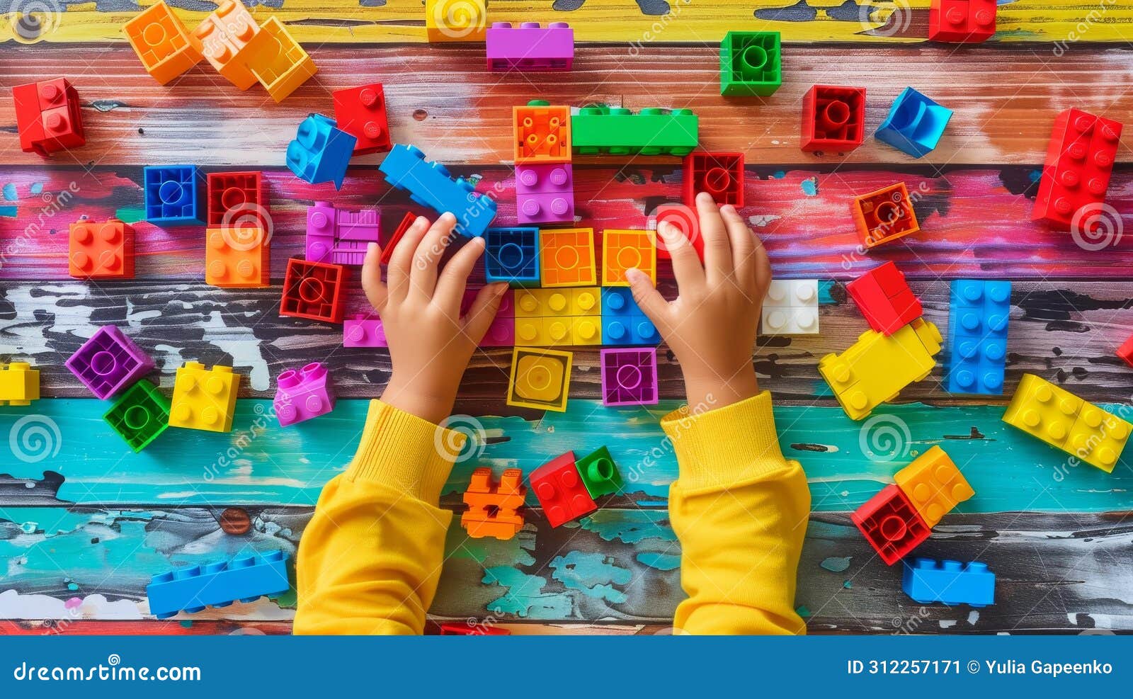Child Playing with Stack of Legos Stock Image - Image of block ...