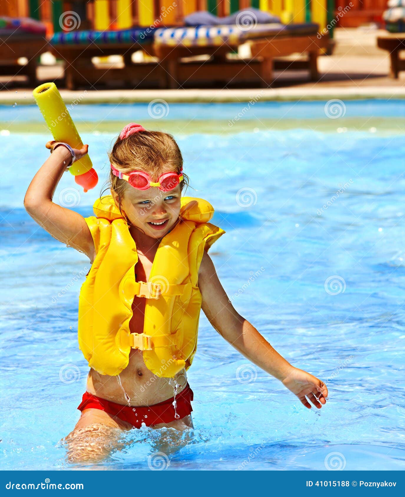 Child Playing in Swimming Pool. Stock Photo - Image of play, smile ...