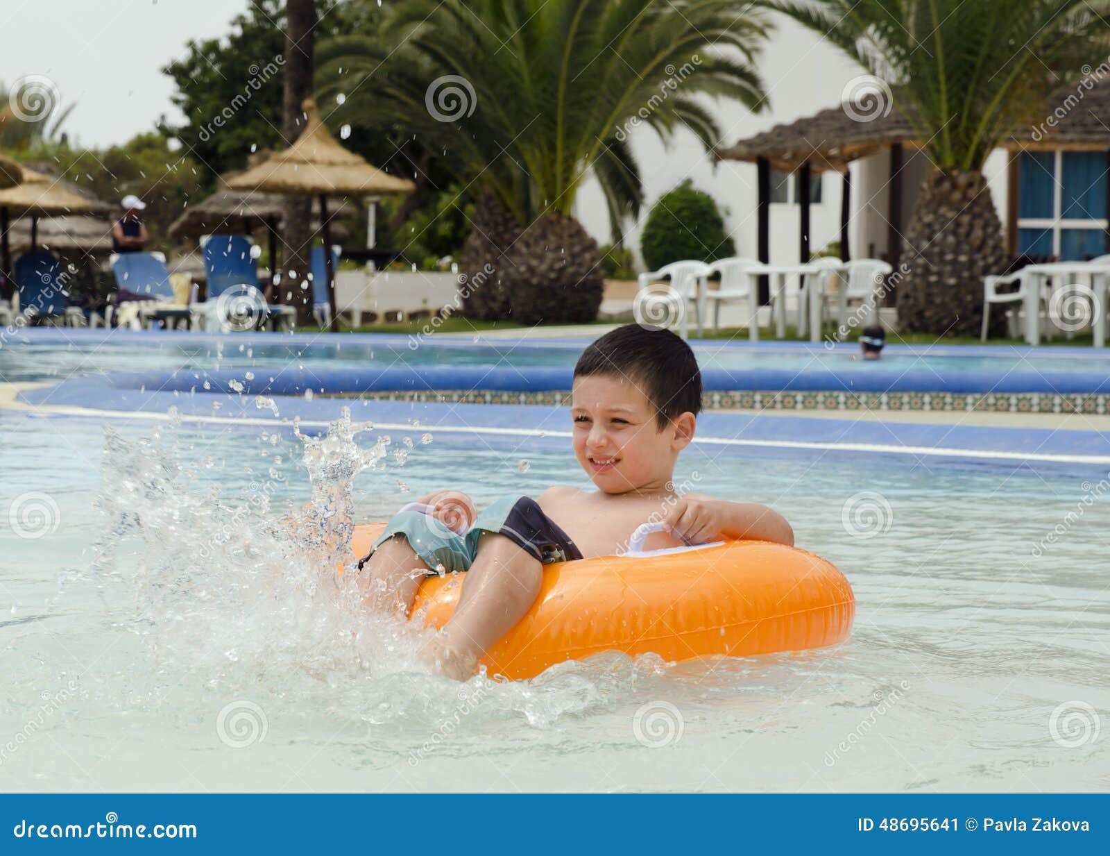 Child Playing in Swimming Pool Stock Image - Image of relax, childhood ...