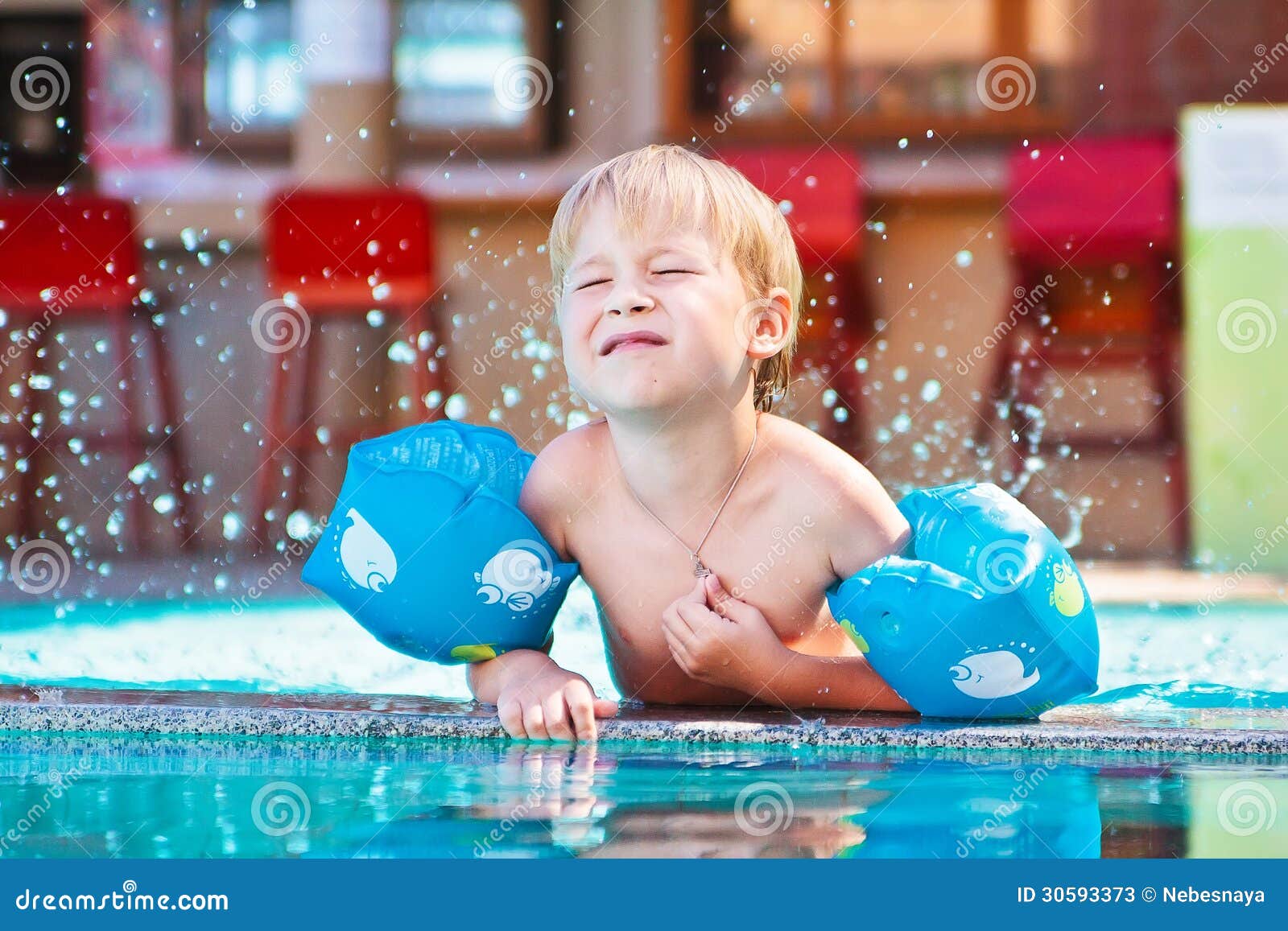 Child Playing in the Swimming-pool Stock Image - Image of adorable ...