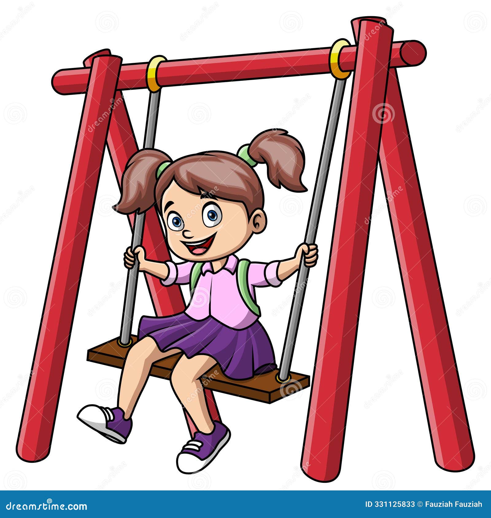 Child is Playing on a Swing Stock Vector - Illustration of cartoon ...