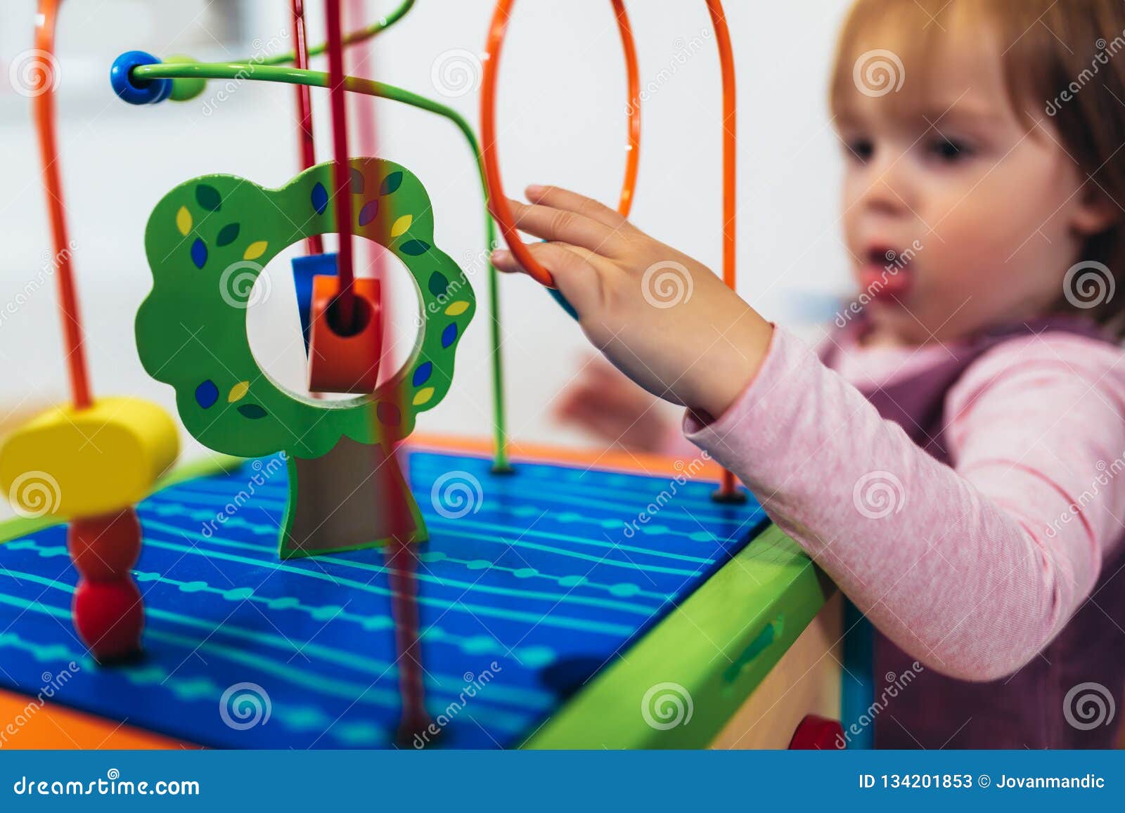 Child Playing on Table Indoor, Selective Focus Stock Image - Image of ...