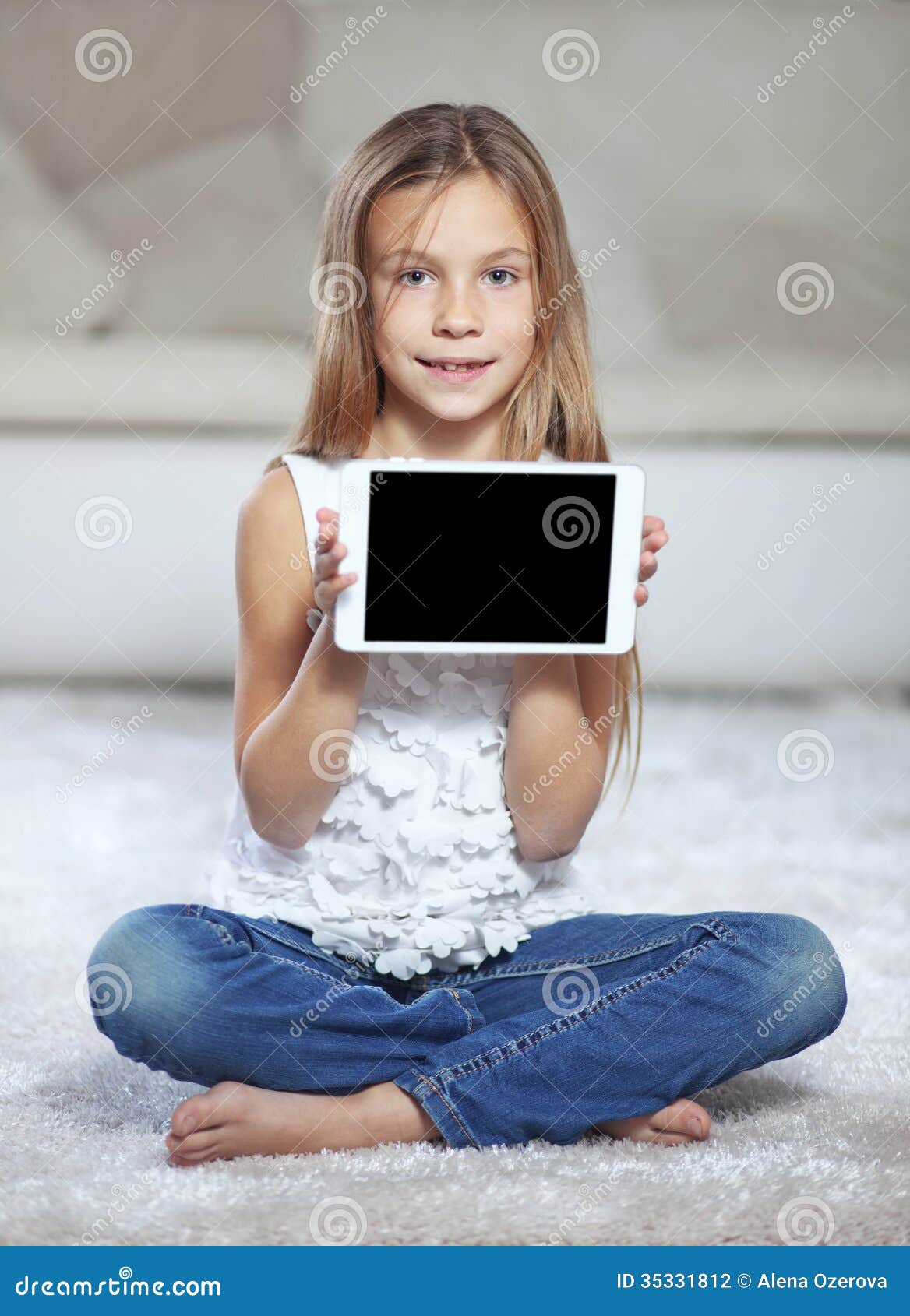 Child playing on tablet pc stock photo. Image of computer - 35331812