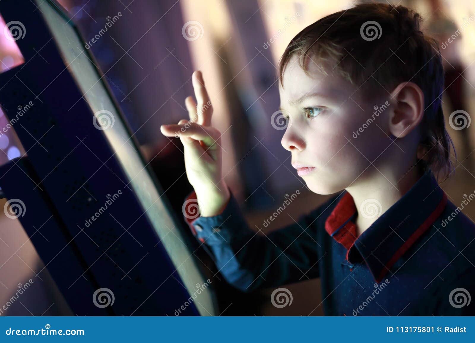 Child Playing with Touch Screen Stock Image - Image of information ...