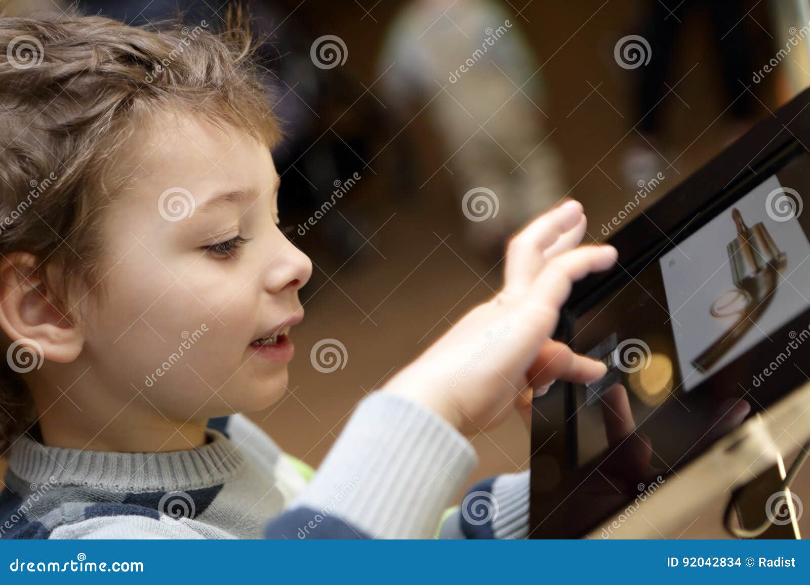Child Playing with Touch Screen Stock Photo - Image of communication ...
