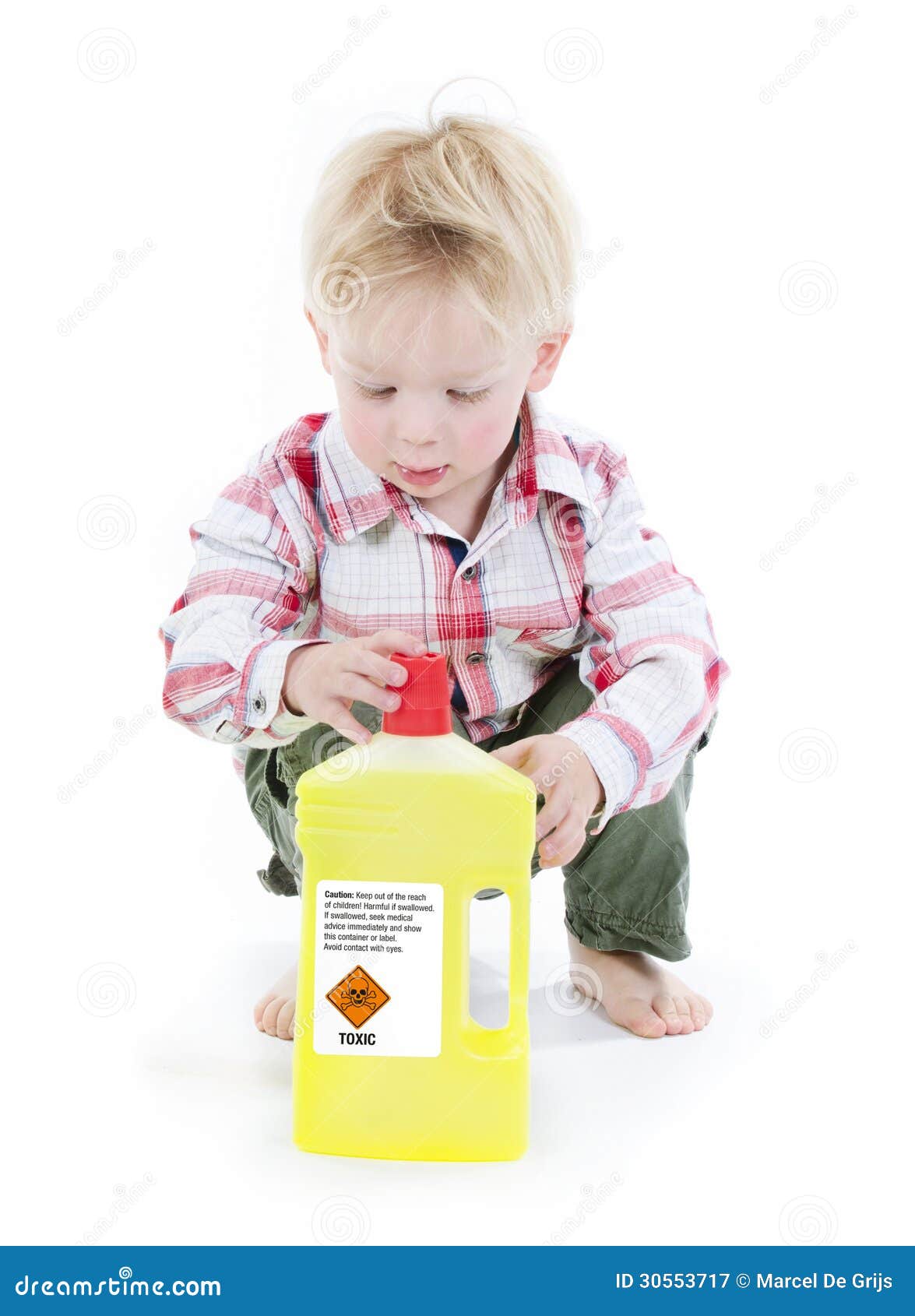 Child Playing with Toxic Cleaner Stock Image - Image of household ...