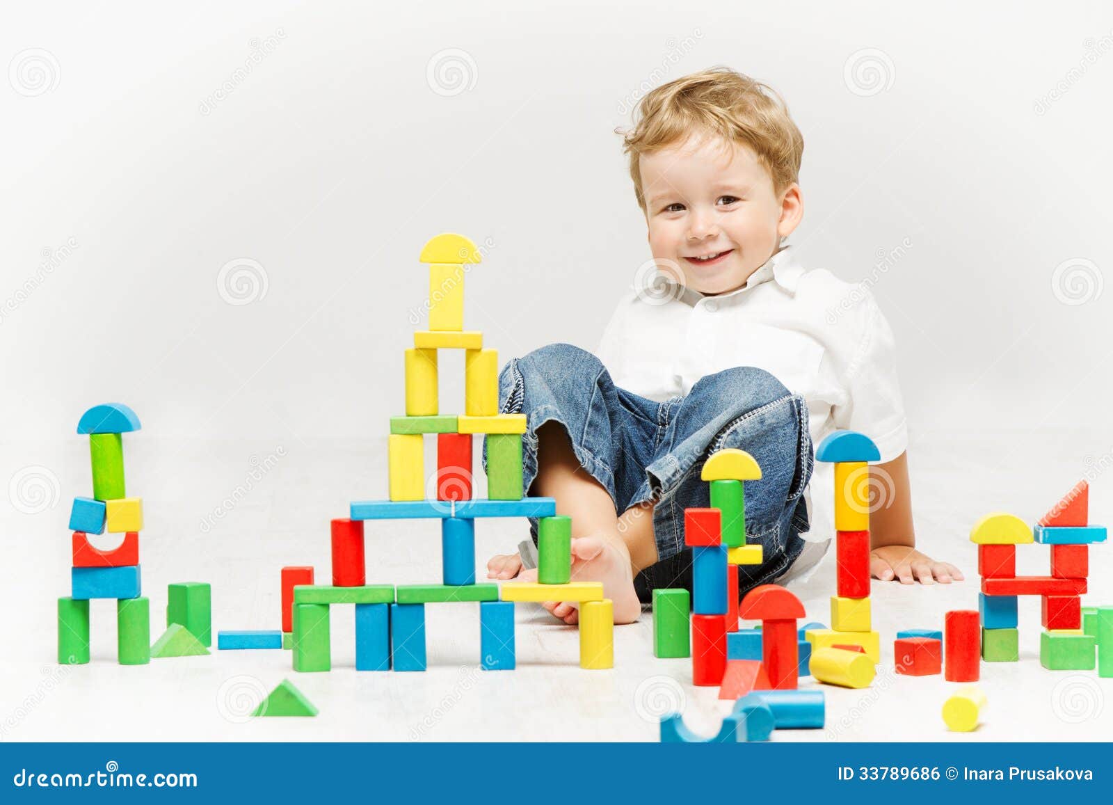 Child playing toys blocks stock photo. Image of adorable - 33789686