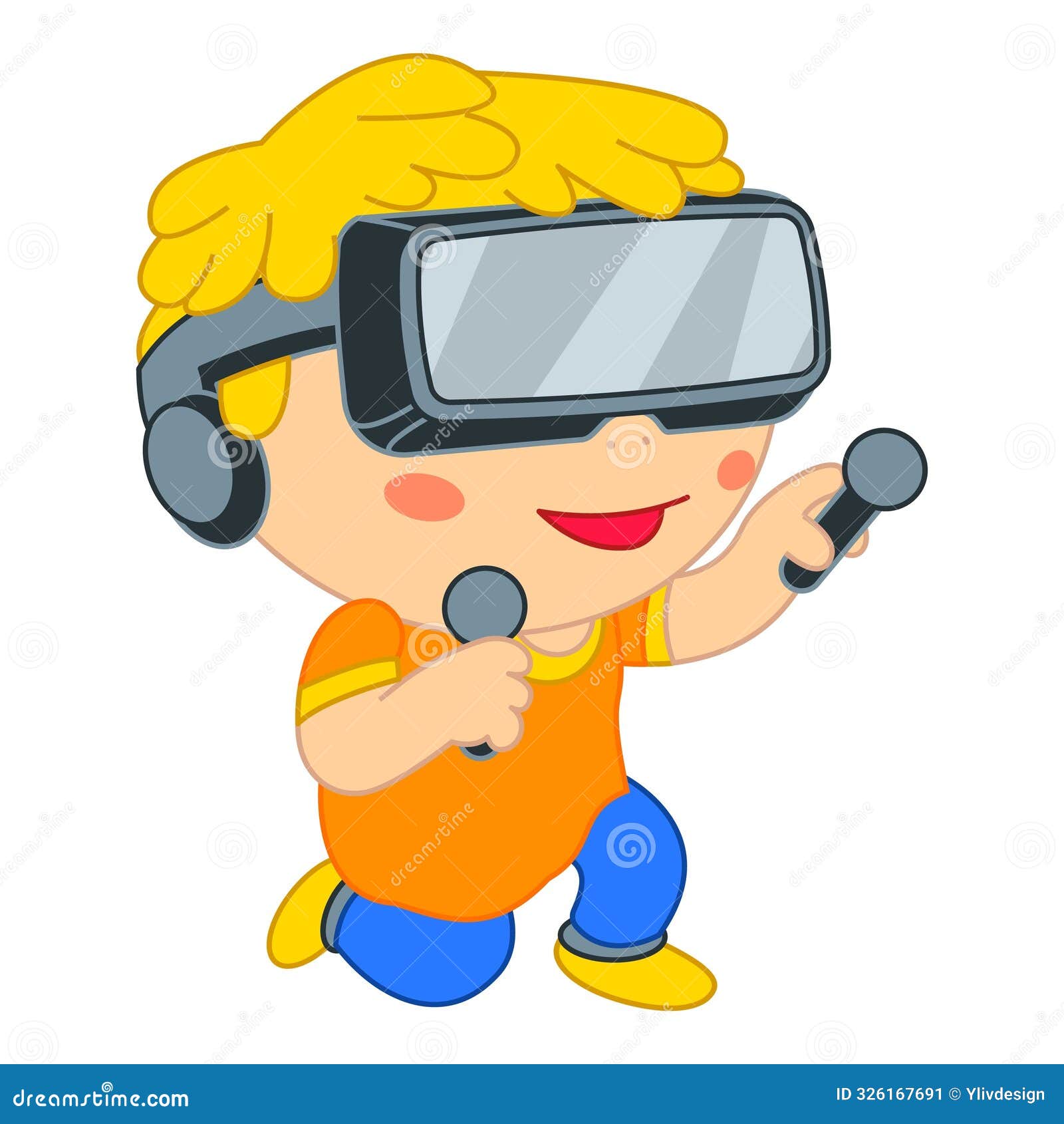 Child Playing Vr Game Using Controllers Stock Illustration ...