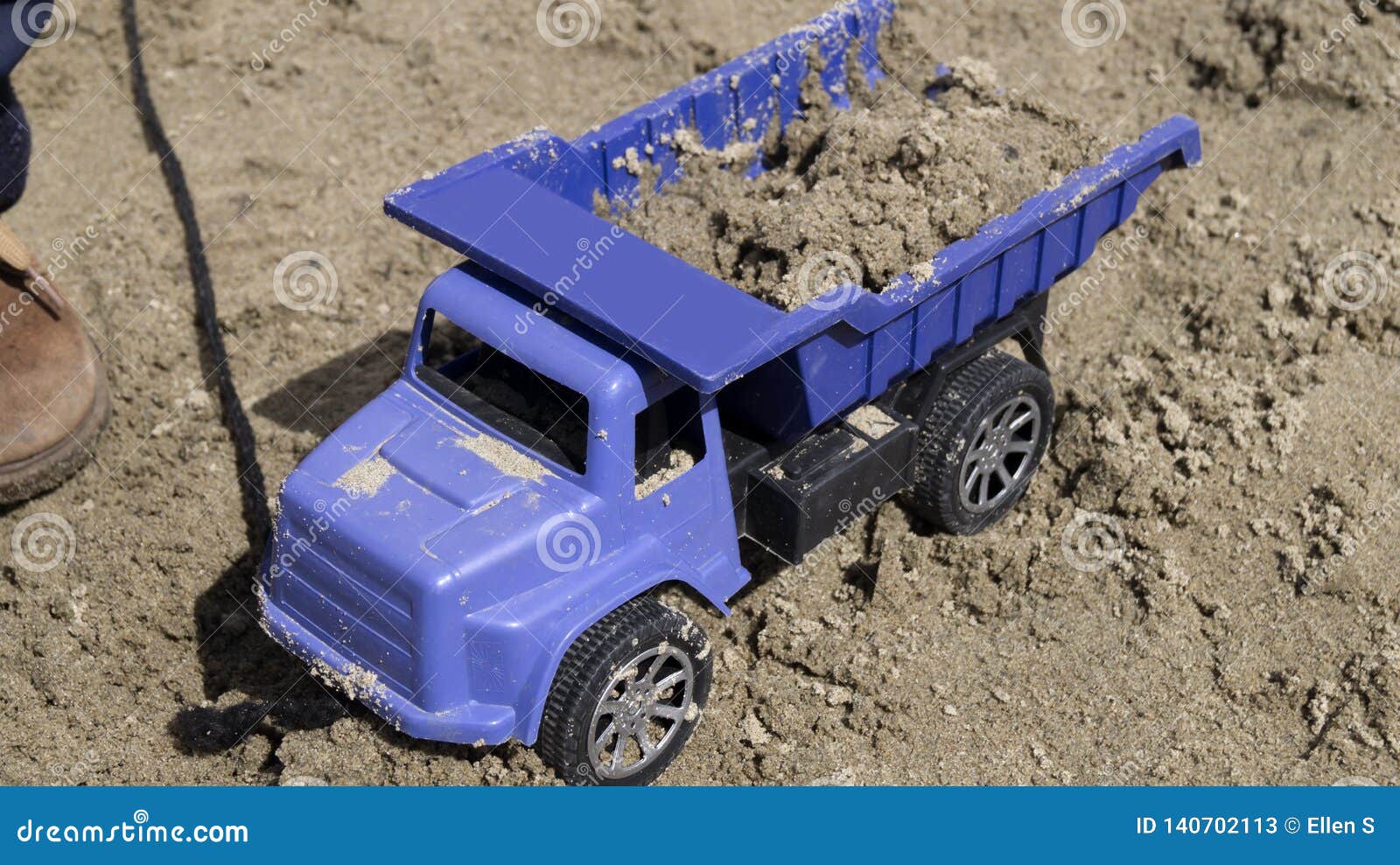 The Child Plays a Blue Machine Stock Image - Image of child, back ...