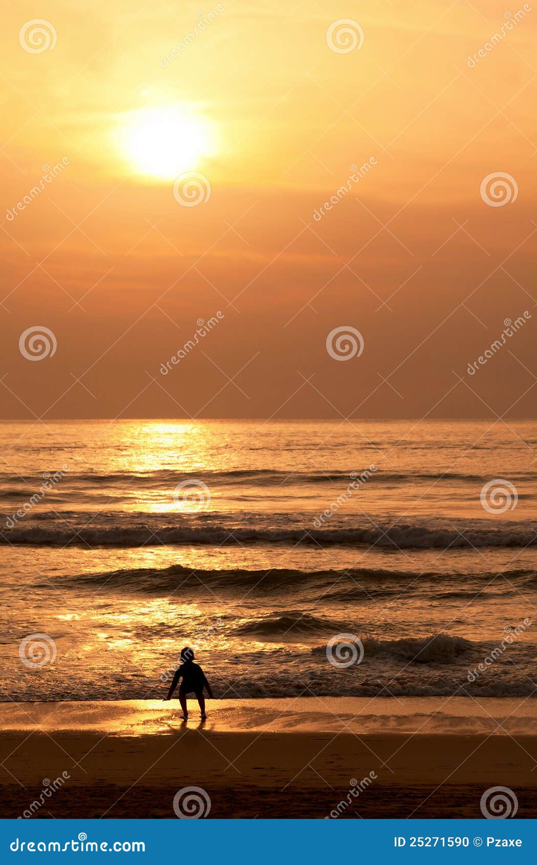 Child Plays on the Evening Beach Stock Photo - Image of evening, coast ...