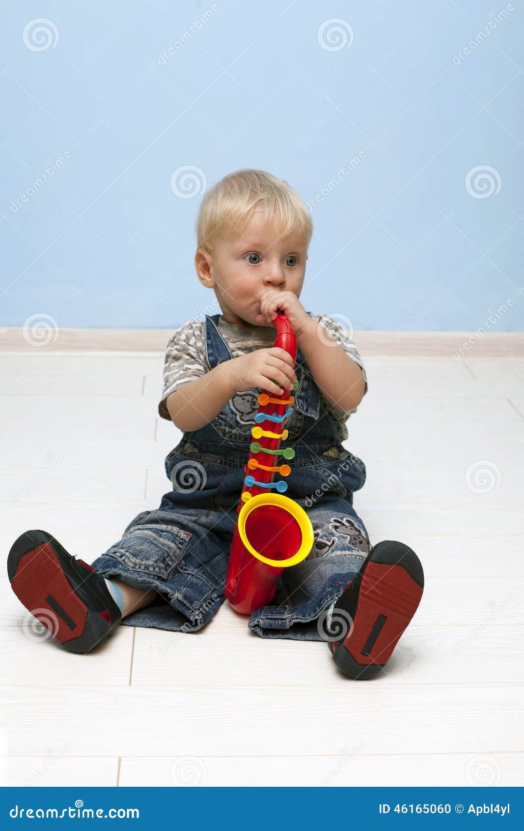 The Child Plays the Saxophone Stock Photo - Image of development, eats ...