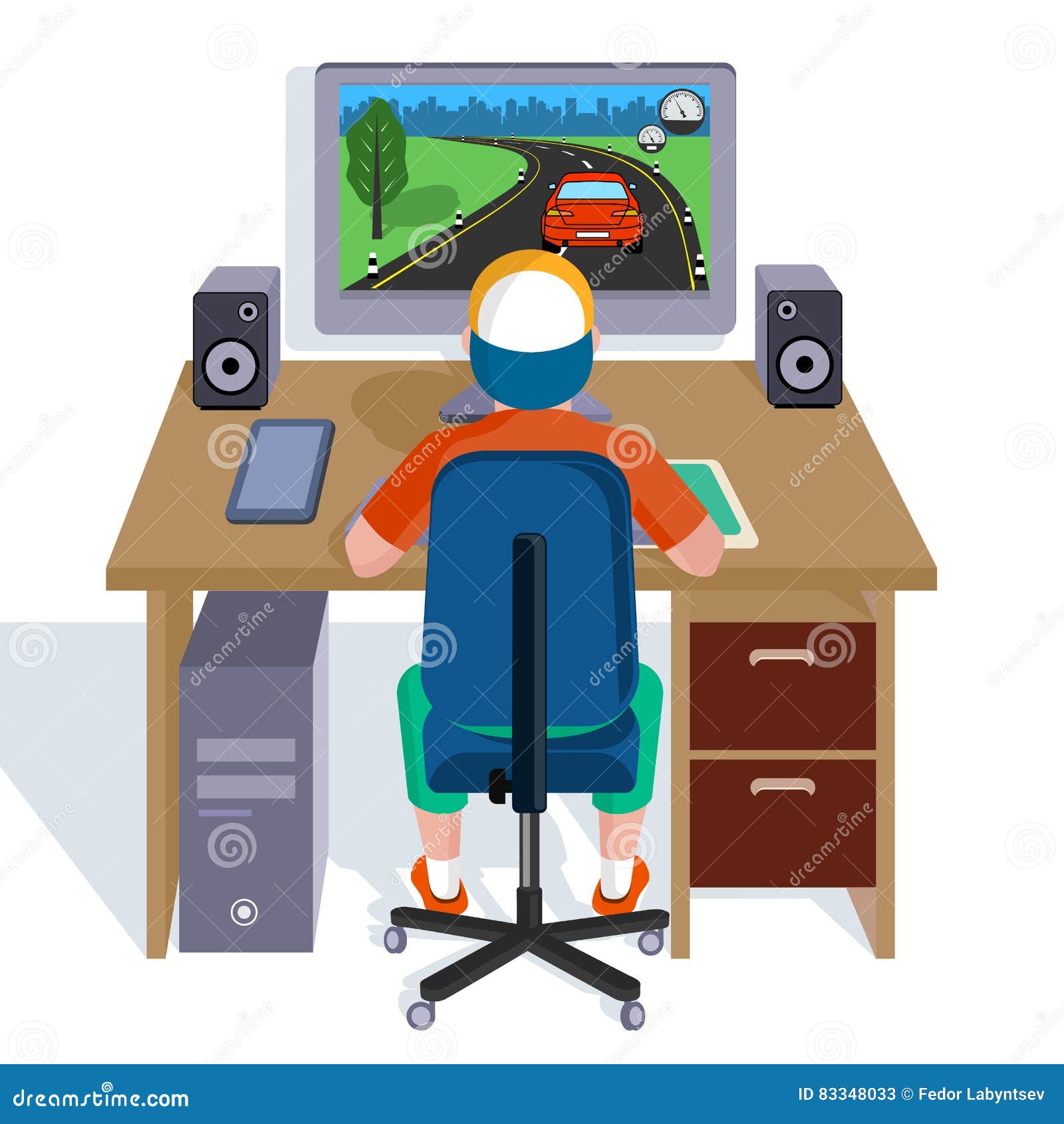 Child Plays Video Games on the Computer. Stock Vector - Illustration of ... Child Plays Video Games on the Computer. Stock Vector - Illustration of ...