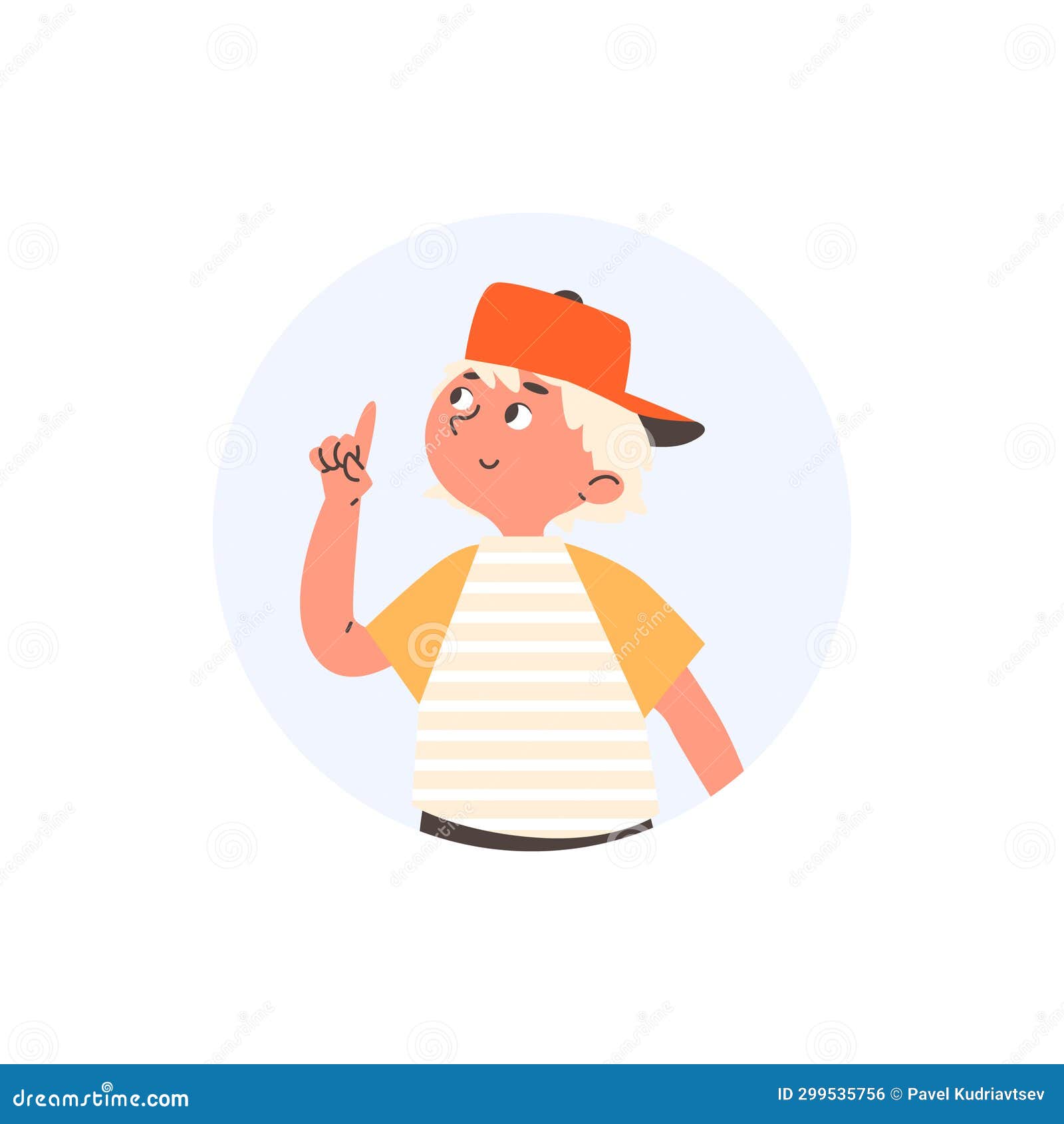 Child Pointing Finger Up As If Has an Idea or Solution, Flat Vector ...