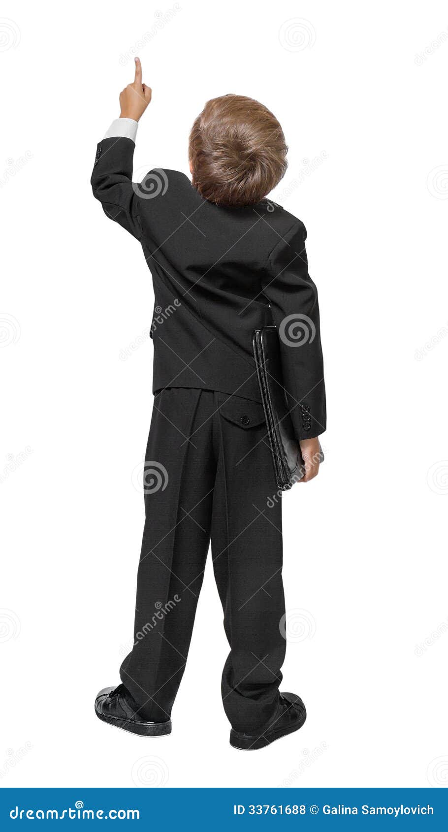 Child Pointing at Wall. Rear View. Stock Photo - Image of caucasian ...