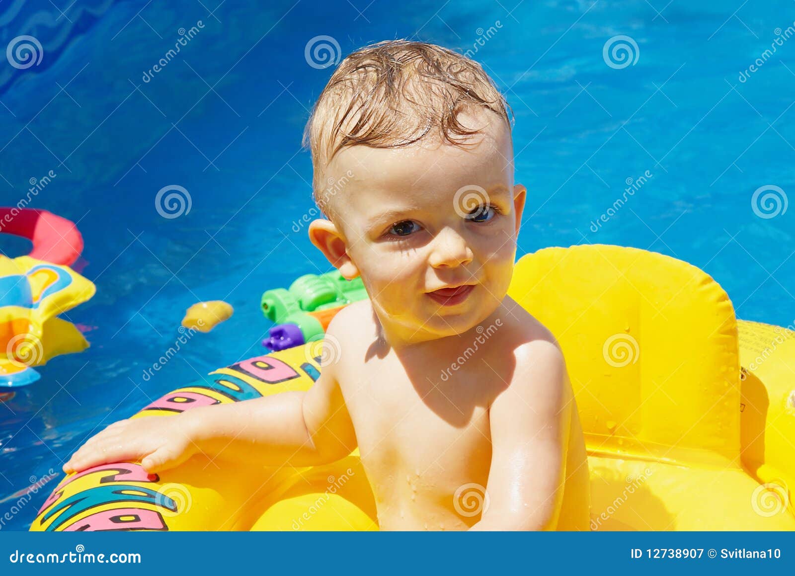 Child in the pool stock image. Image of lifestyles, childhood - 12738907