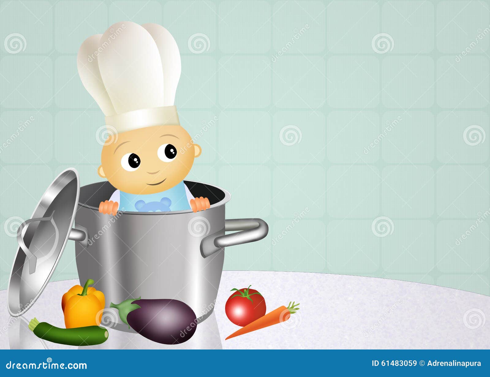 Child in pot stock illustration. Illustration of eating - 61483059