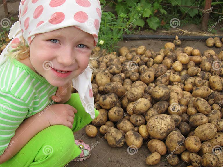 The child with a potato stock photo. Image of health - 22782256