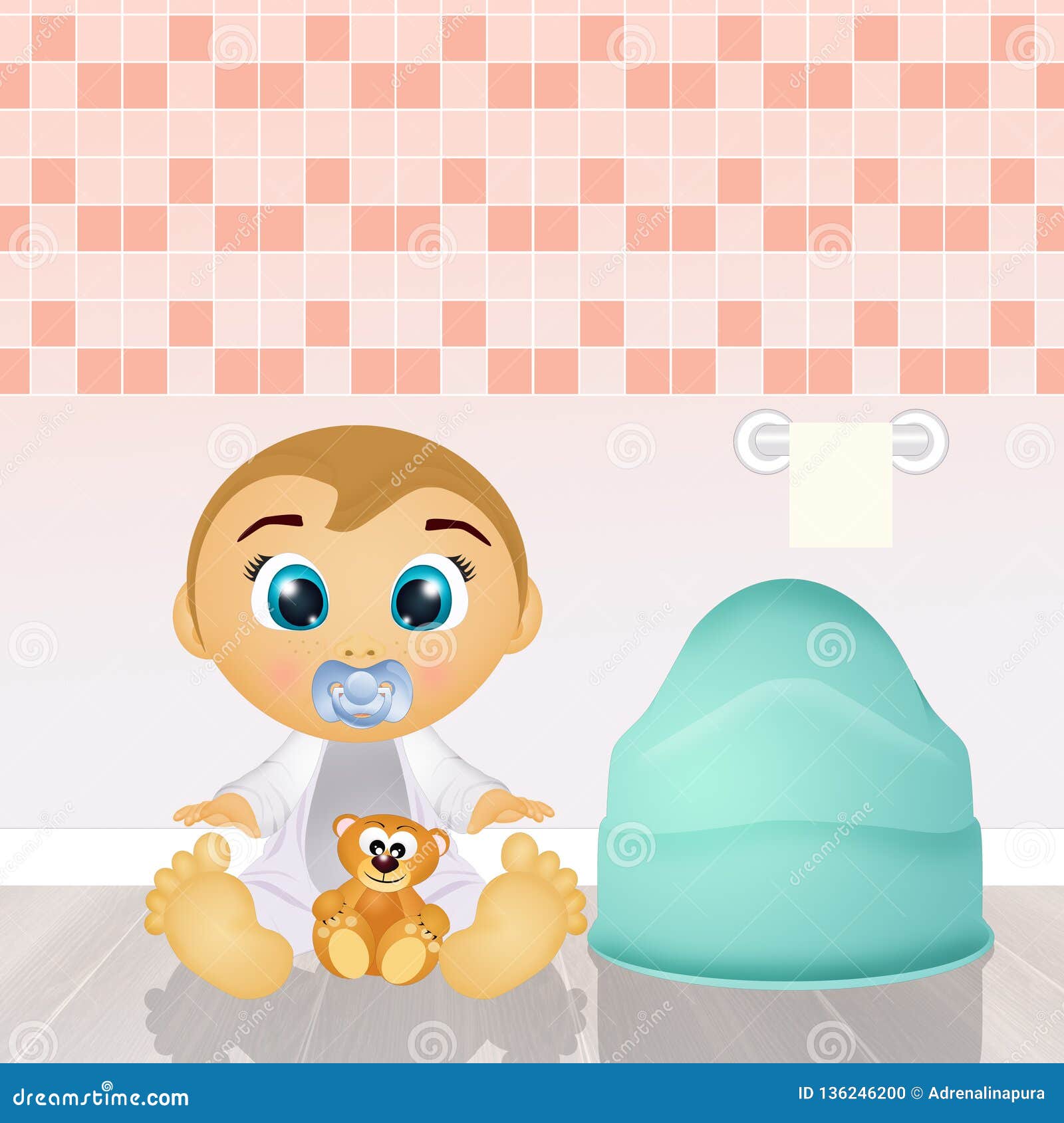 Child with the potty night stock illustration. Illustration of bathroom ...