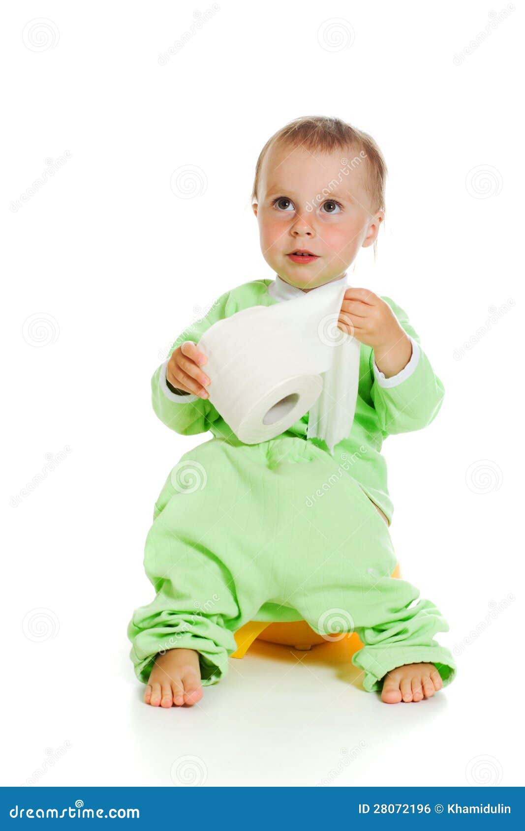 Child on Potty Play with Toilet Paper Stock Photo - Image of child ...