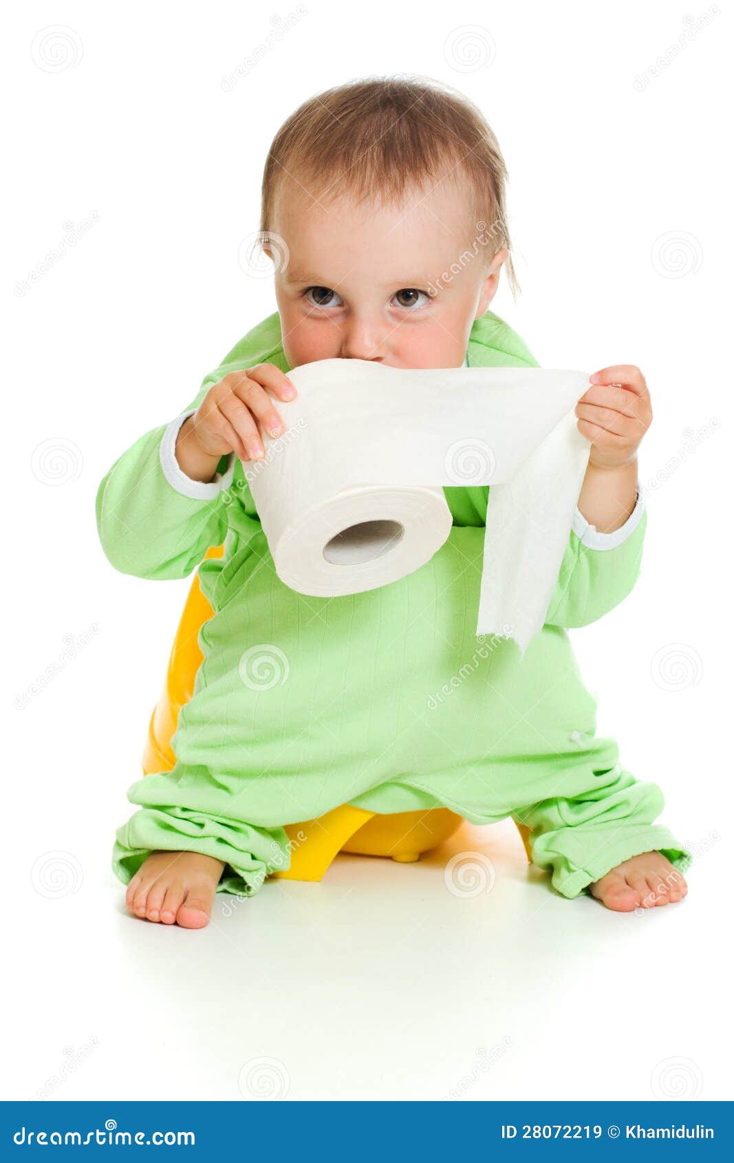 Child on Potty Play with Toilet Paper Stock Image - Image of caucasian ...